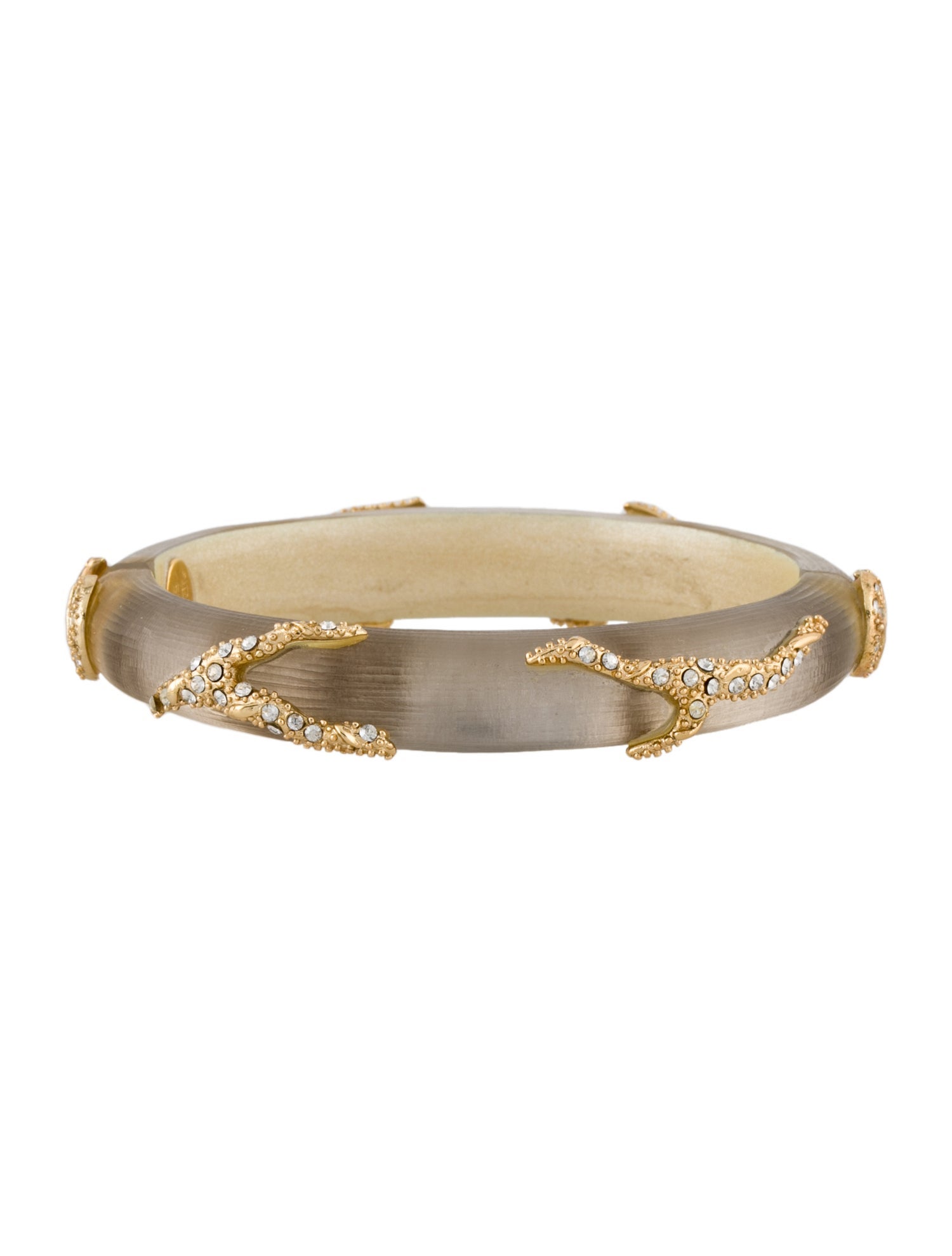 Alexis Bittar Lucite & Pavé Crystal Vine Hinged Bangle Bracelet - Brass Cuff, Bracelets ...
