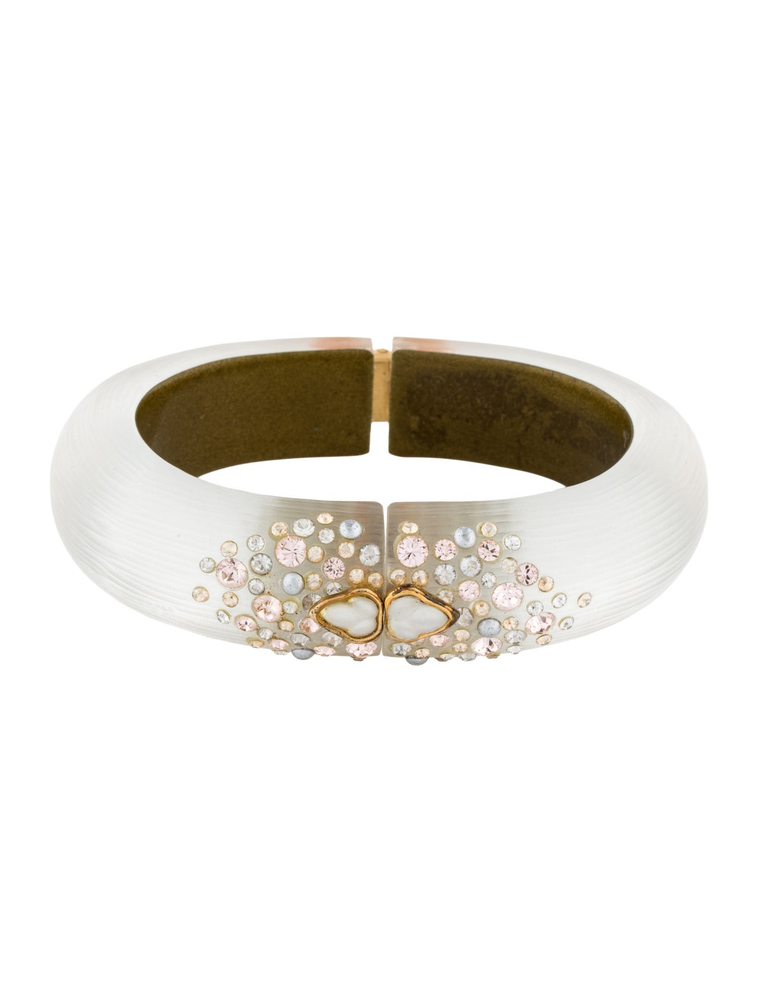 Alexis Bittar Crystal Encrusted Tapered Lucite Bracelet - Brass Bangle ...