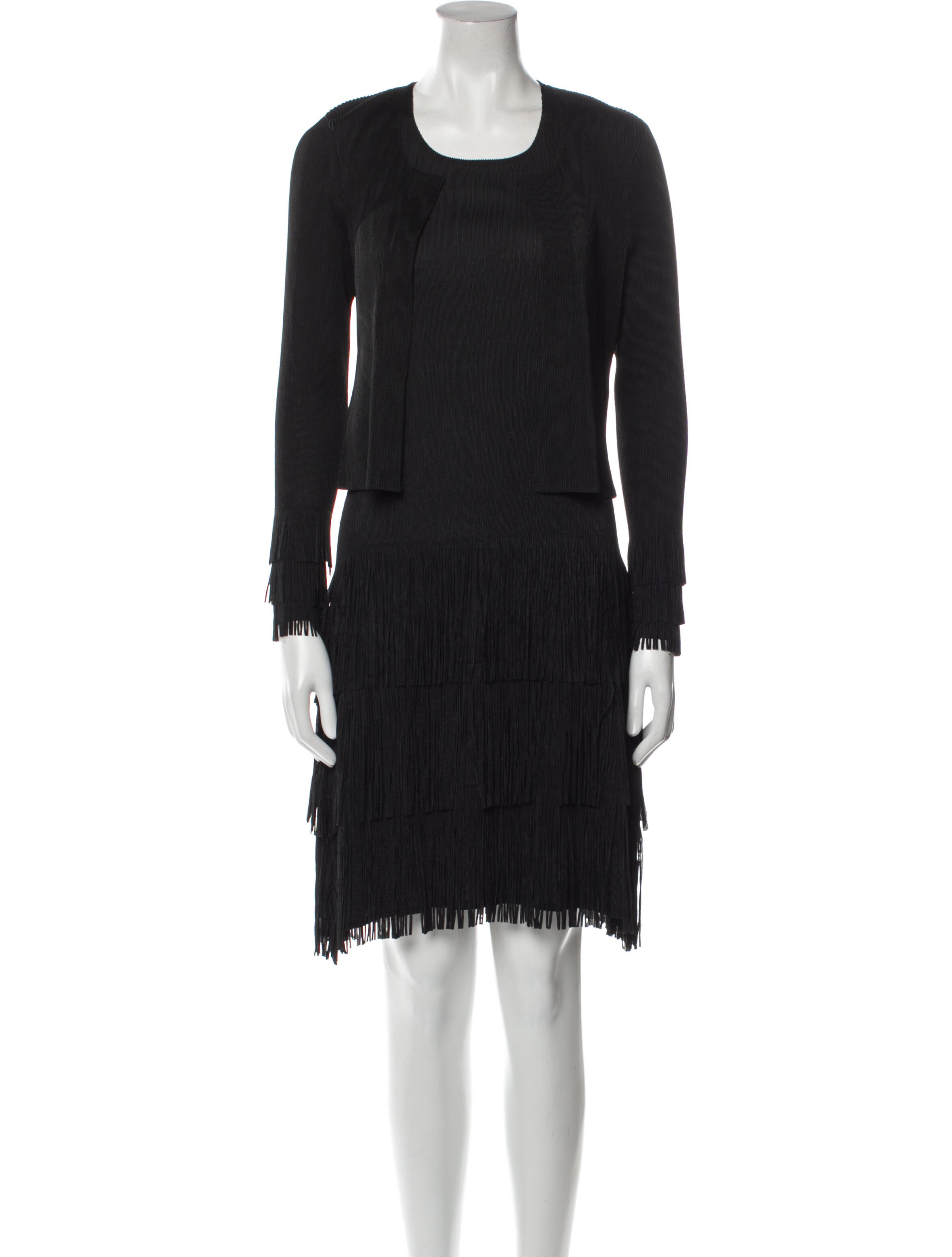 Alquema Fringe Trim Accent Dress Set - Black Suits and Sets, Clothing ...