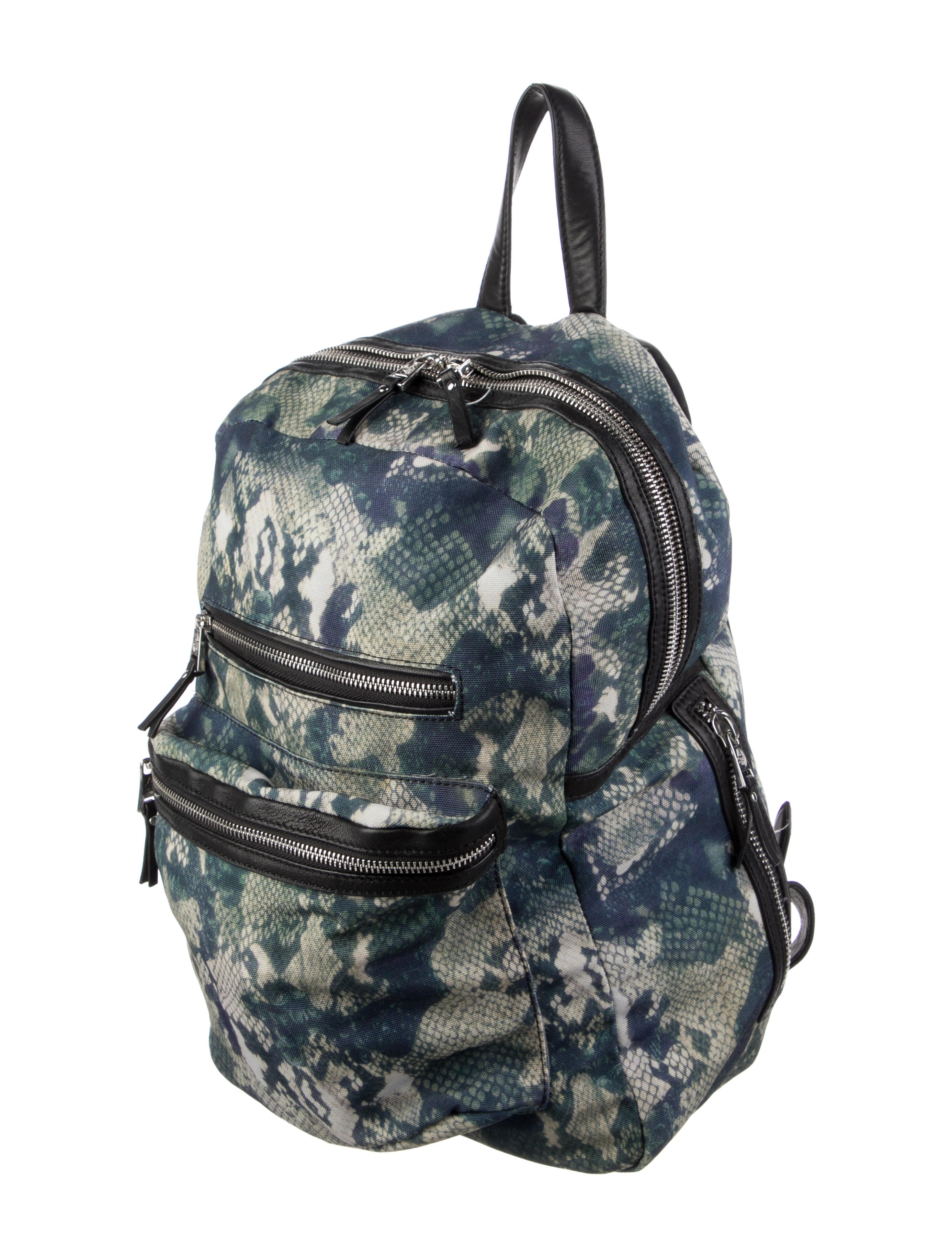 Ash Canvas Leather-Trimmed Backpack - Green Backpacks, Handbags ...
