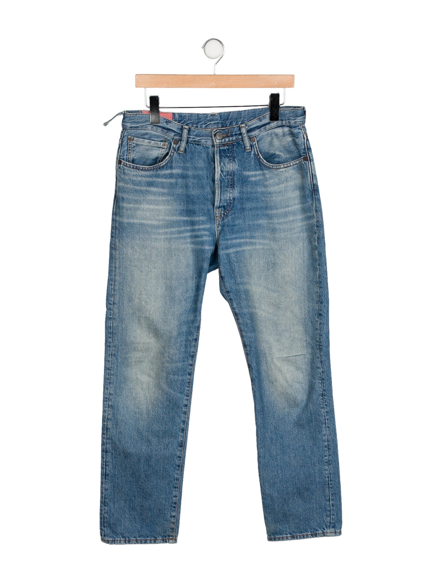 Acne Studios Blå Konst Mid-Rise Straight Leg Jeans - Blue, 10.75" Rise Jeans, Clothing ...