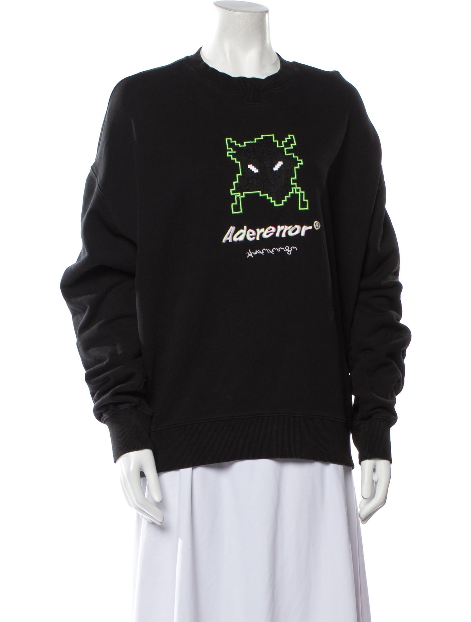 ADER error Graphic Print Crew Neck Sweatshirt - Black Tops, Clothing ...