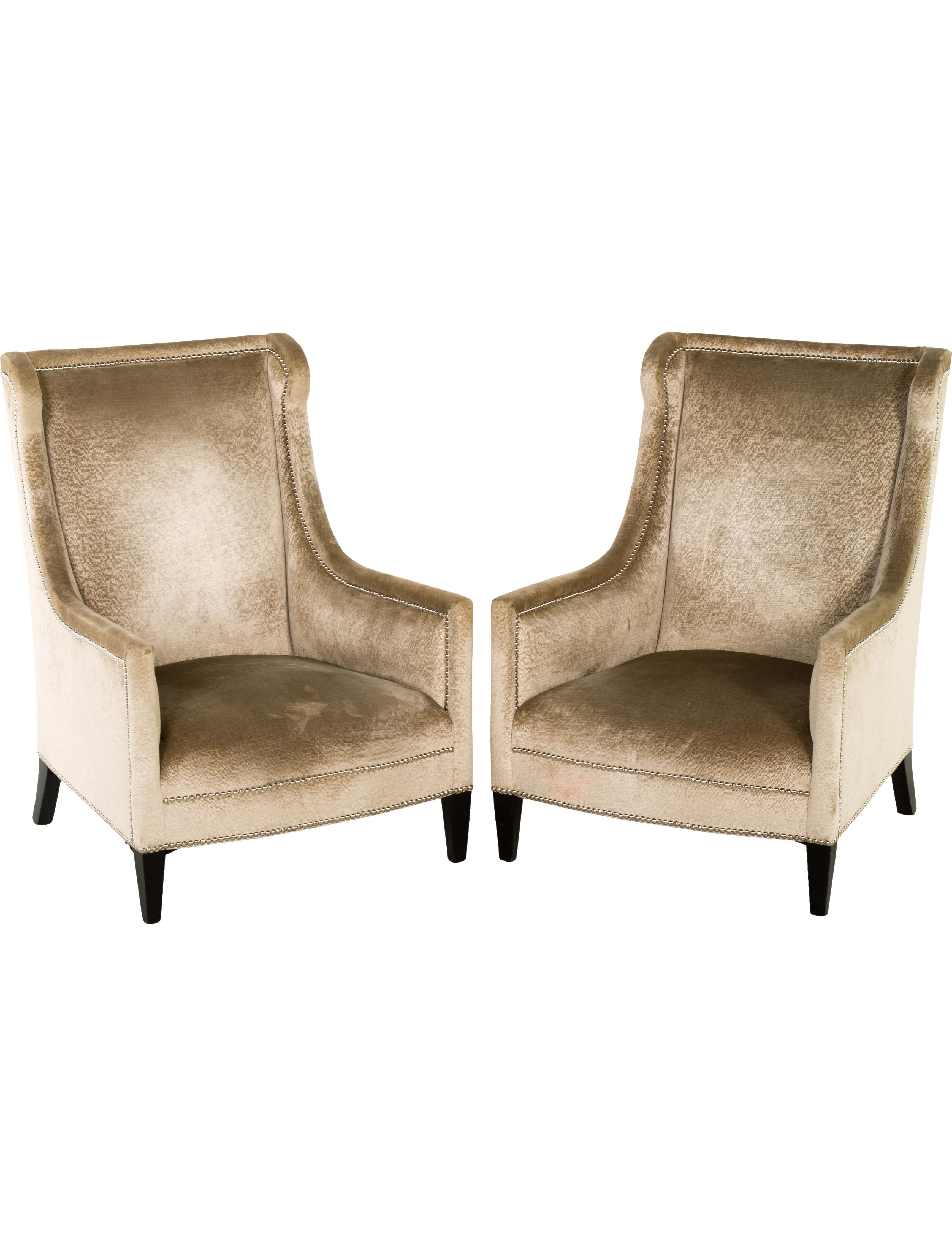 Andrew Martin Pair of Venus Wingback Armchairs - Brown Seating ...