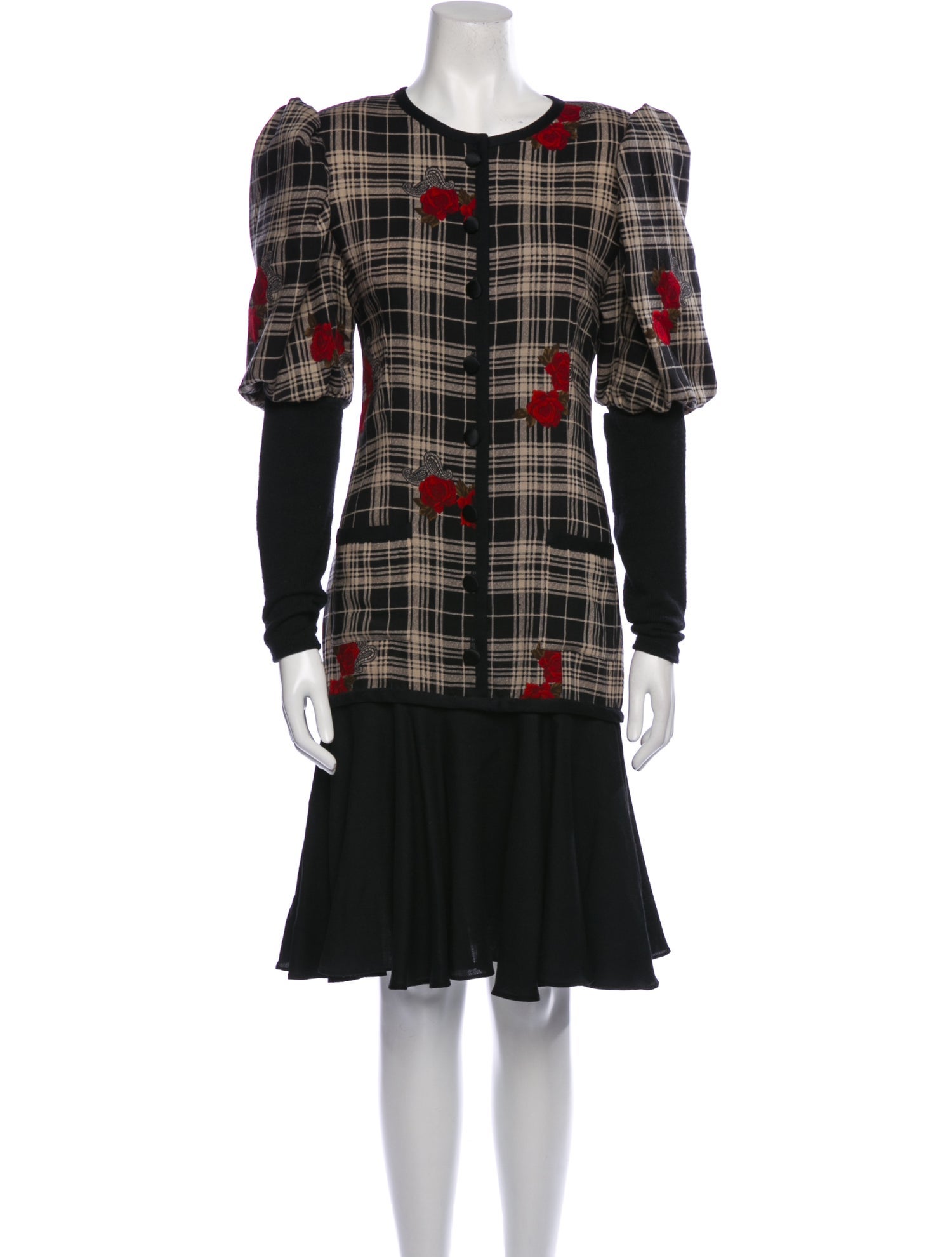 Adolfo Wool Knee-Length Dress - Black Dresses, Clothing - WADOL21960 ...