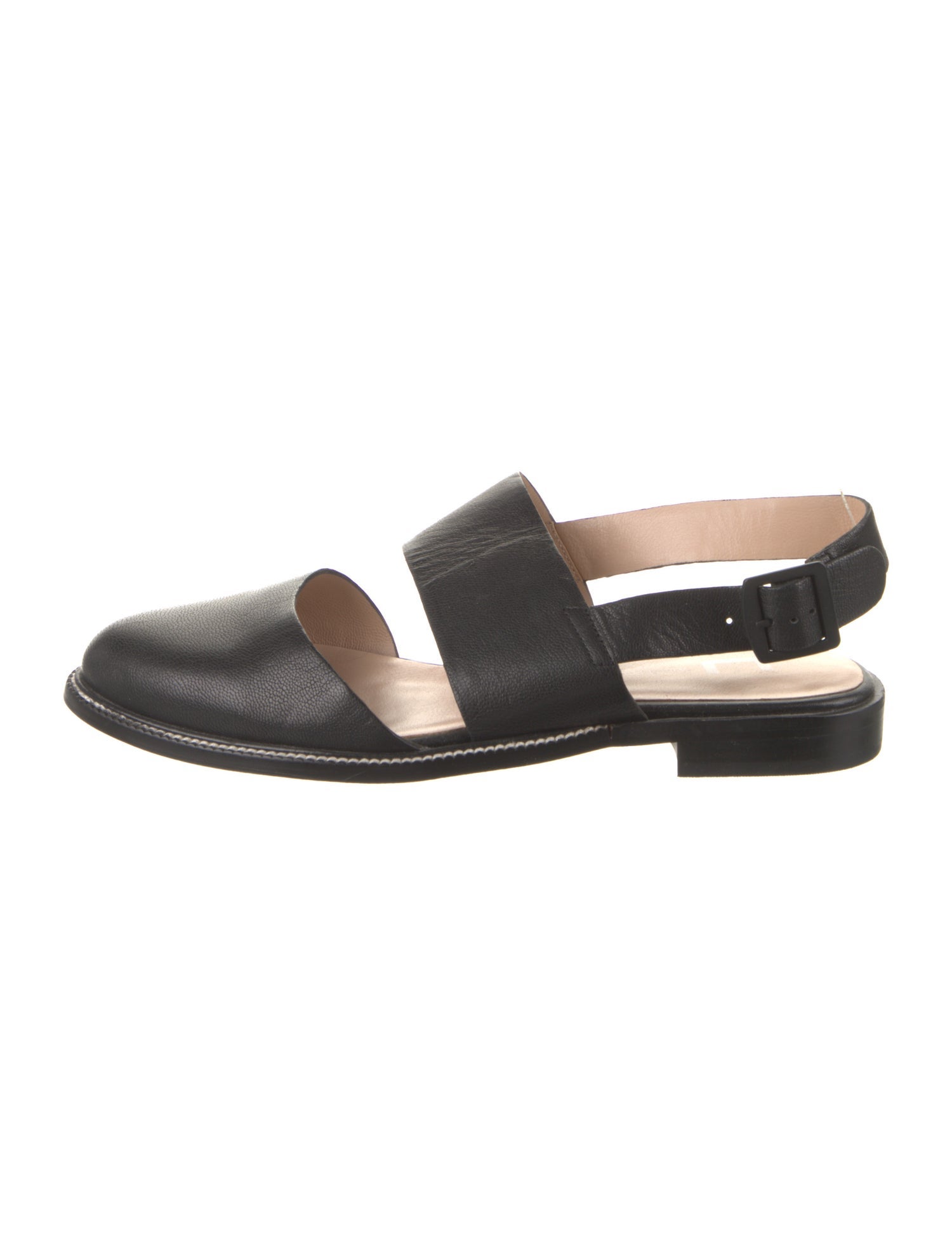 Adolfo Dominguez Leather Slingback Flats - Black Flats, Shoes ...