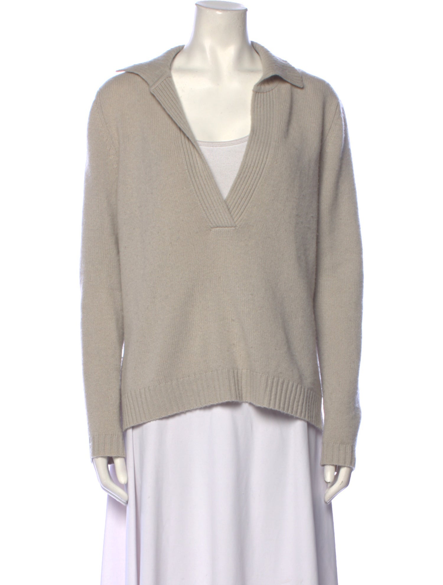 Allude V-Neck Sweater - Neutrals Knitwear, Clothing - WAF24457 | The ...