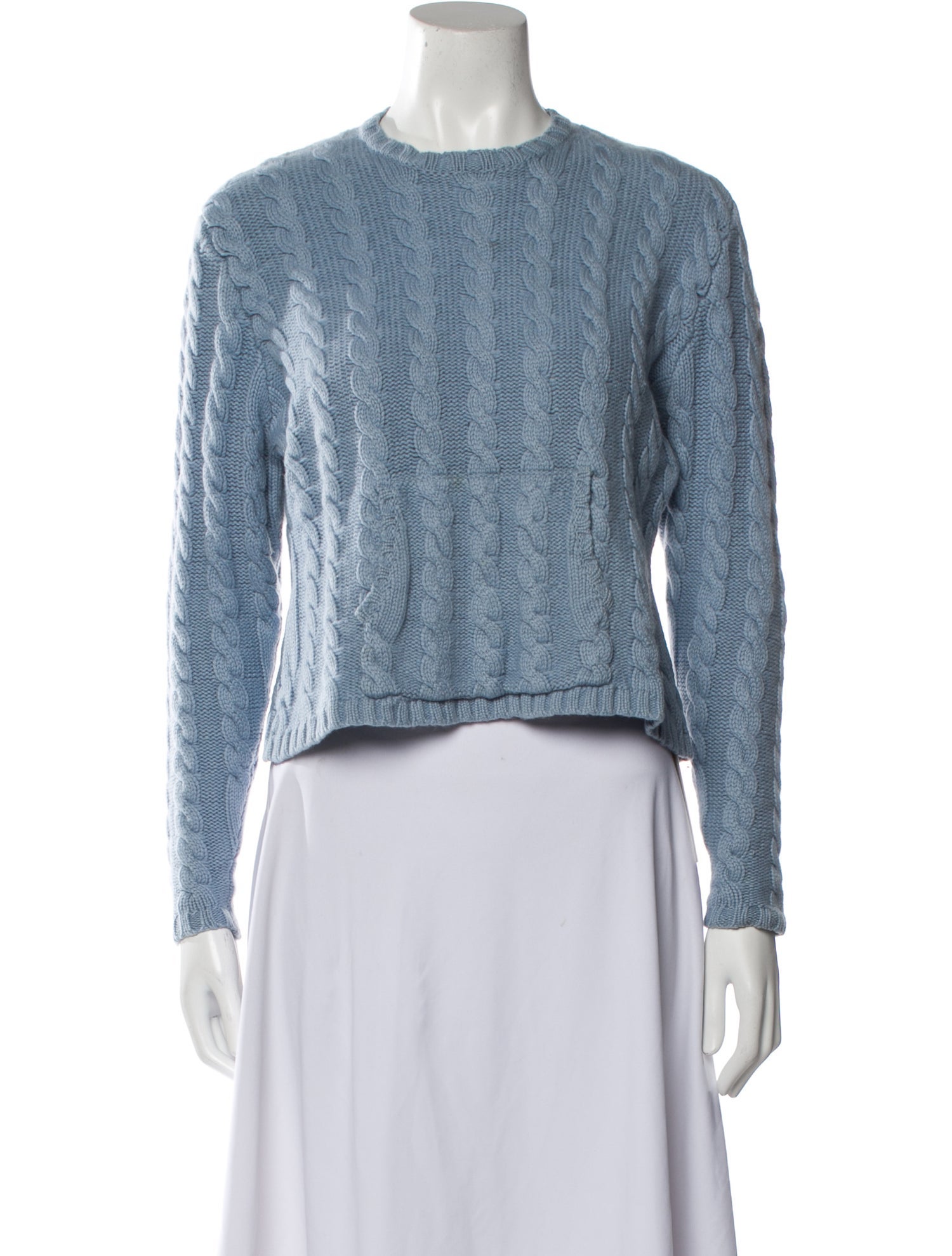 Allude Cashmere Crew Neck Sweater - Blue Knitwear, Clothing - WAF24882 ...