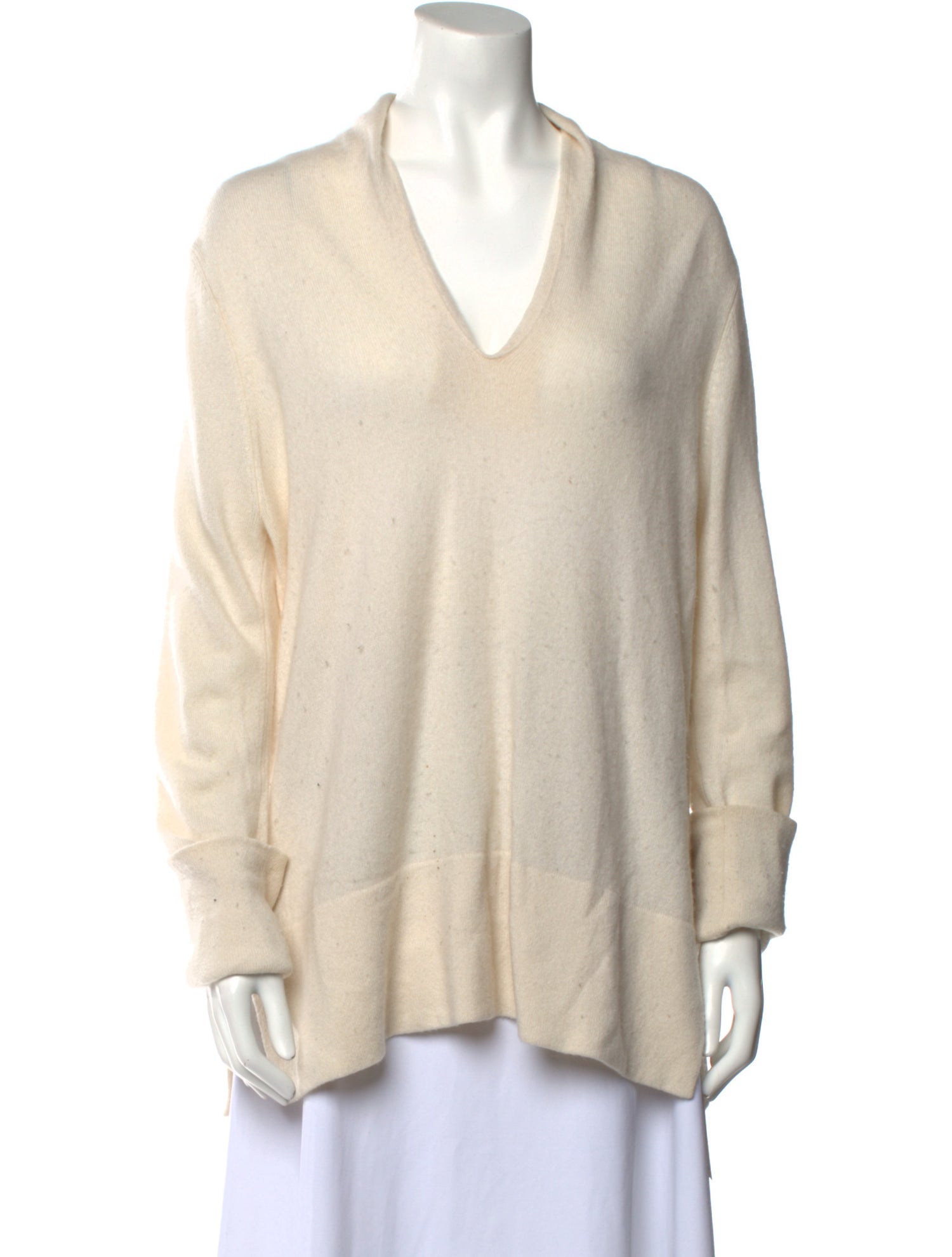 Allude Cashmere V-Neck Sweater - Neutrals Knitwear, Clothing - WAF24945 ...