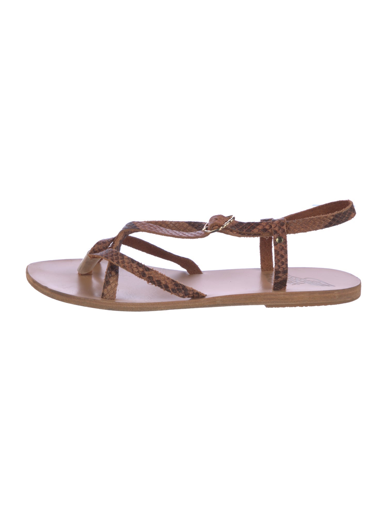 Ancient Greek Sandals Leather Animal Print Gladiator Sandals - Brown ...
