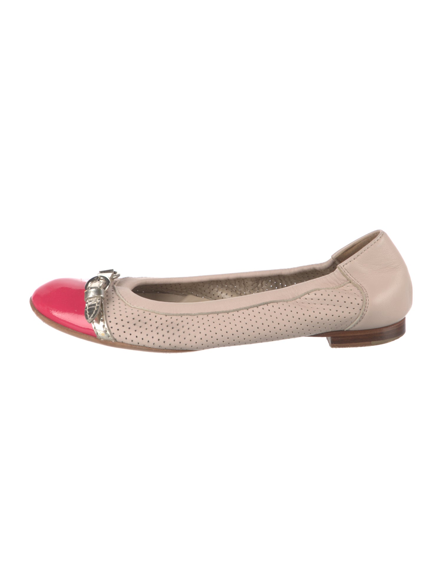AGL Leather Colorblock Pattern Ballet Flats - Pink Flats, Shoes ...