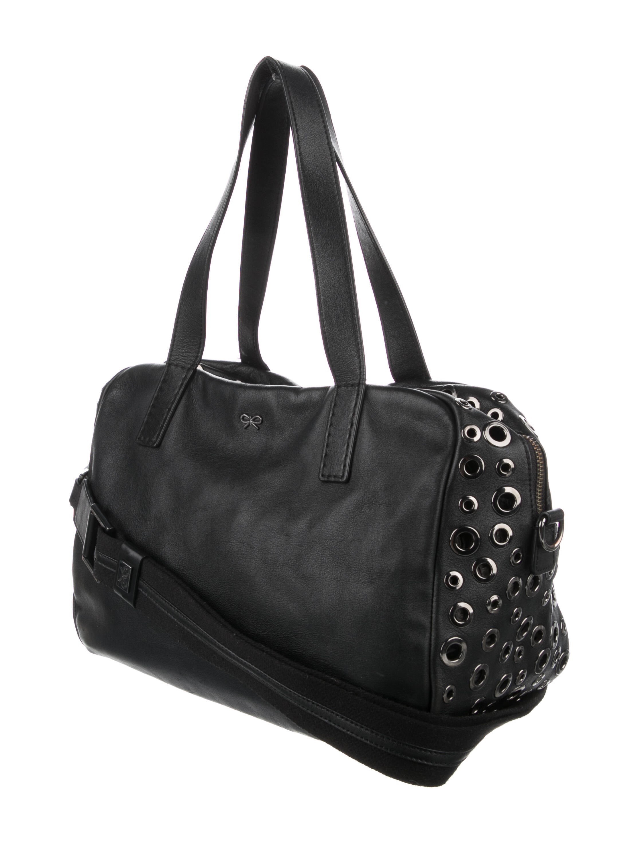 Anya Hindmarch Leather Eyelet-Trimmed Shoulder Bag - Black Shoulder ...