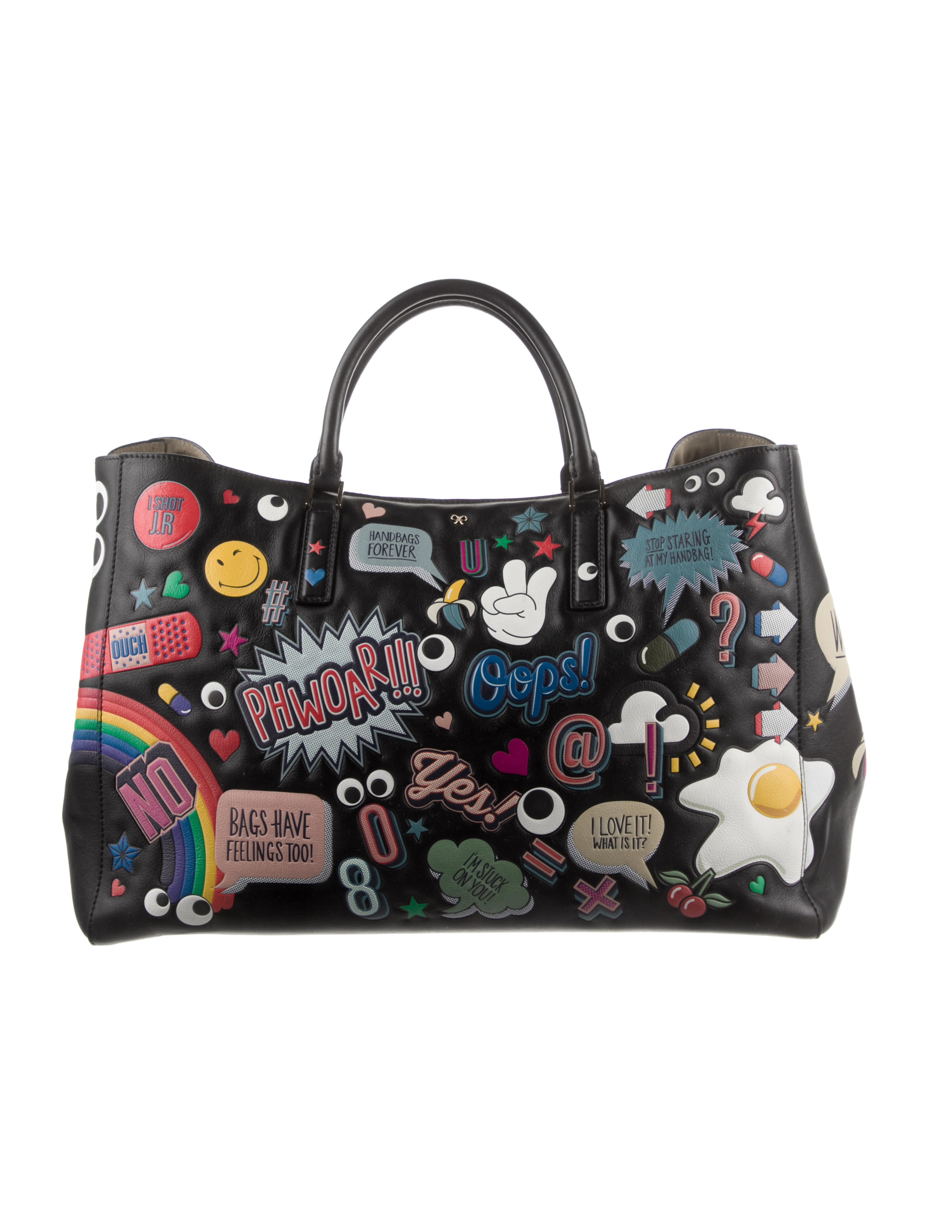 Anya Hindmarch Leather Graphic Tote Bag - Black Totes, Handbags ...