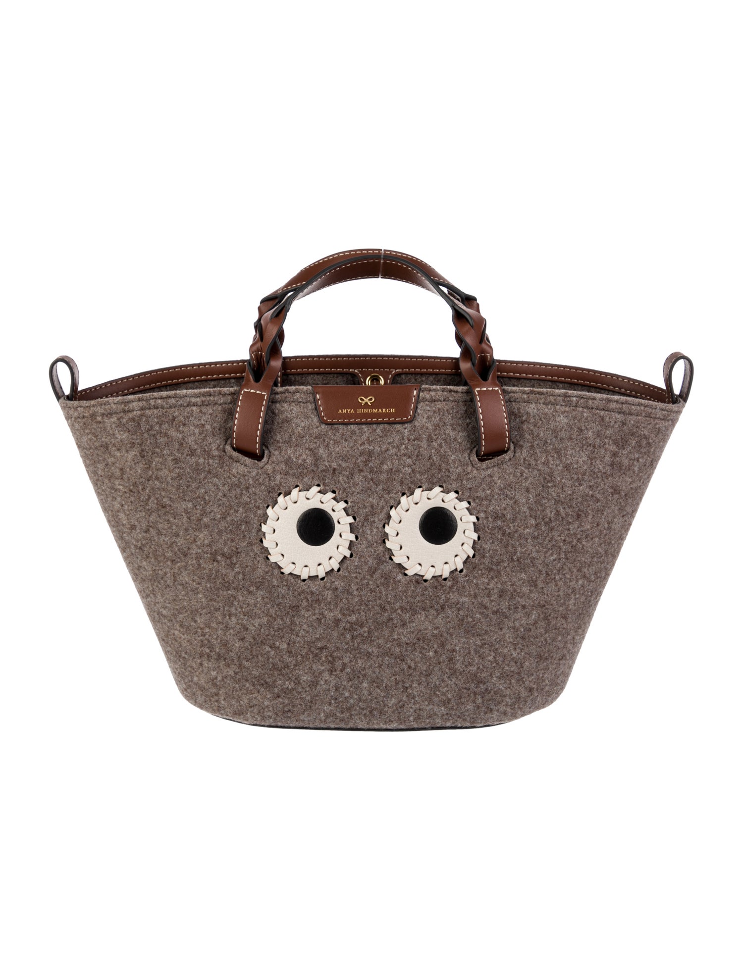 Anya Hindmarch Leather Trimmed Tote Bag w/Tags - Brown Totes, Handbags ...