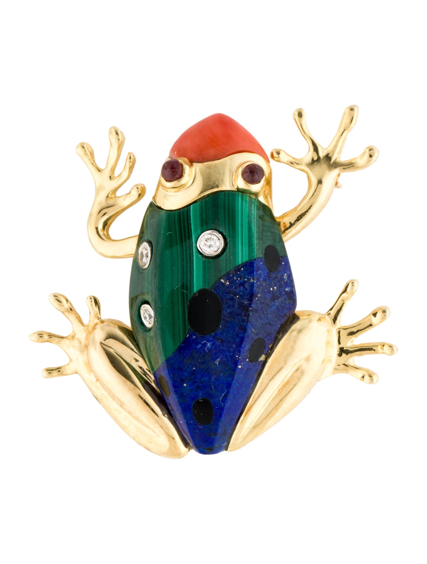 Asch Grossbardt 14K Multistone & Diamond Frog Brooch - Pin, Brooches ...