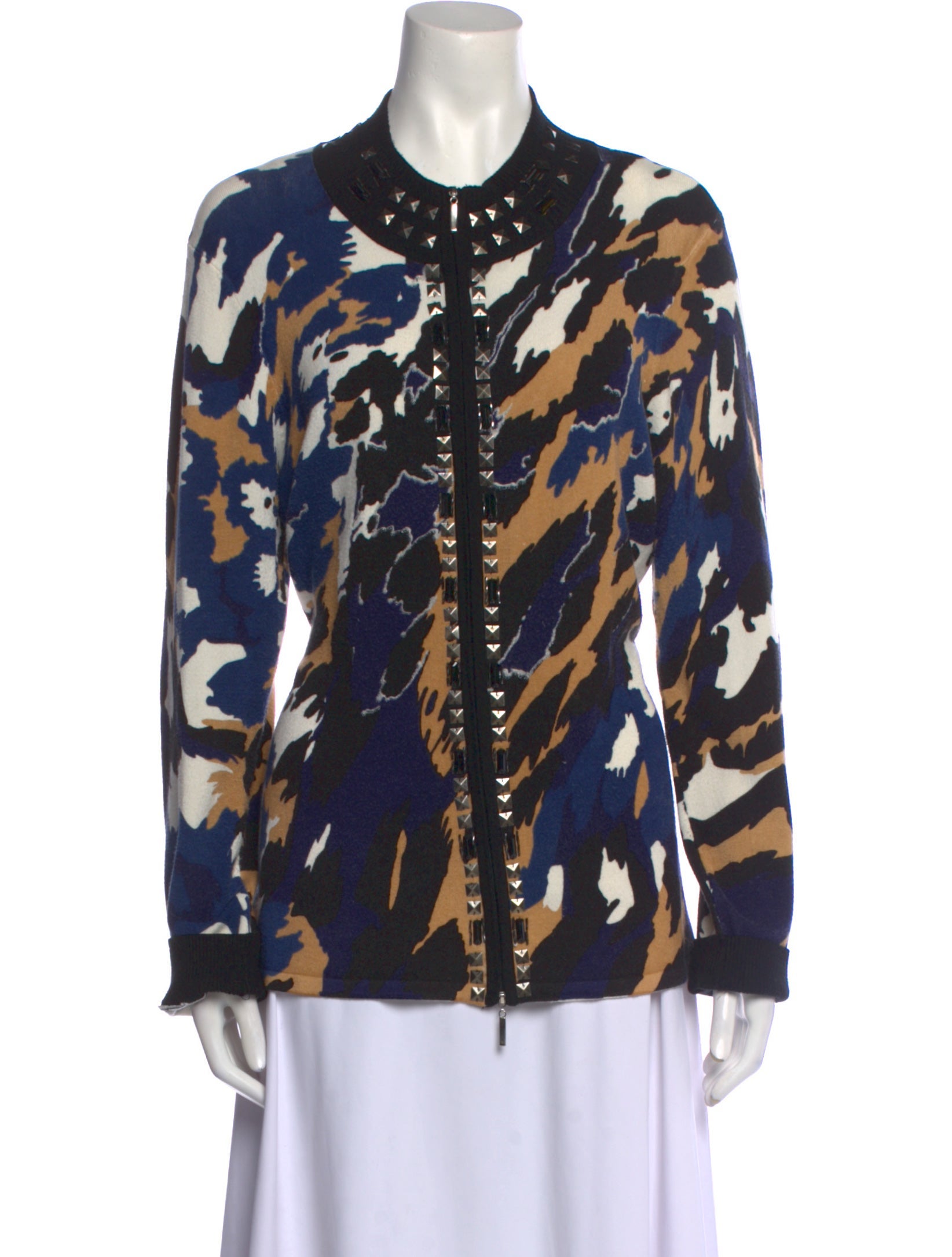 Alberto Makali Printed Crew Neck Sweater - Black Knitwear, Clothing ...