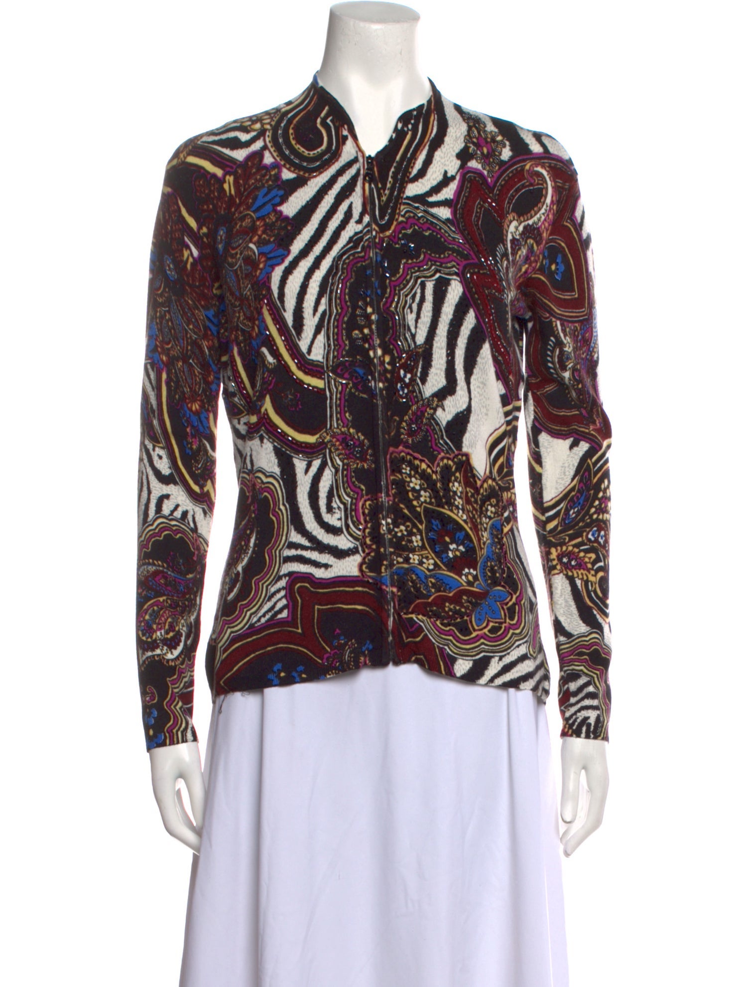 Alberto Makali Printed V-Neck Sweater w/ Tags - Pink Knitwear, Clothing ...
