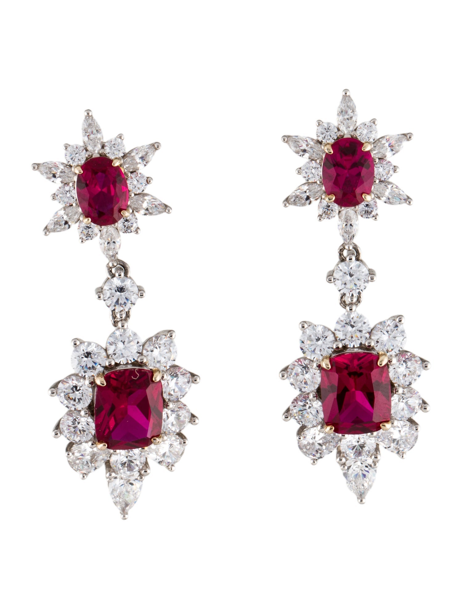 Anna Zuckerman Synthetic Ruby & Crystal Drop Earrings - Sterling Silver ...