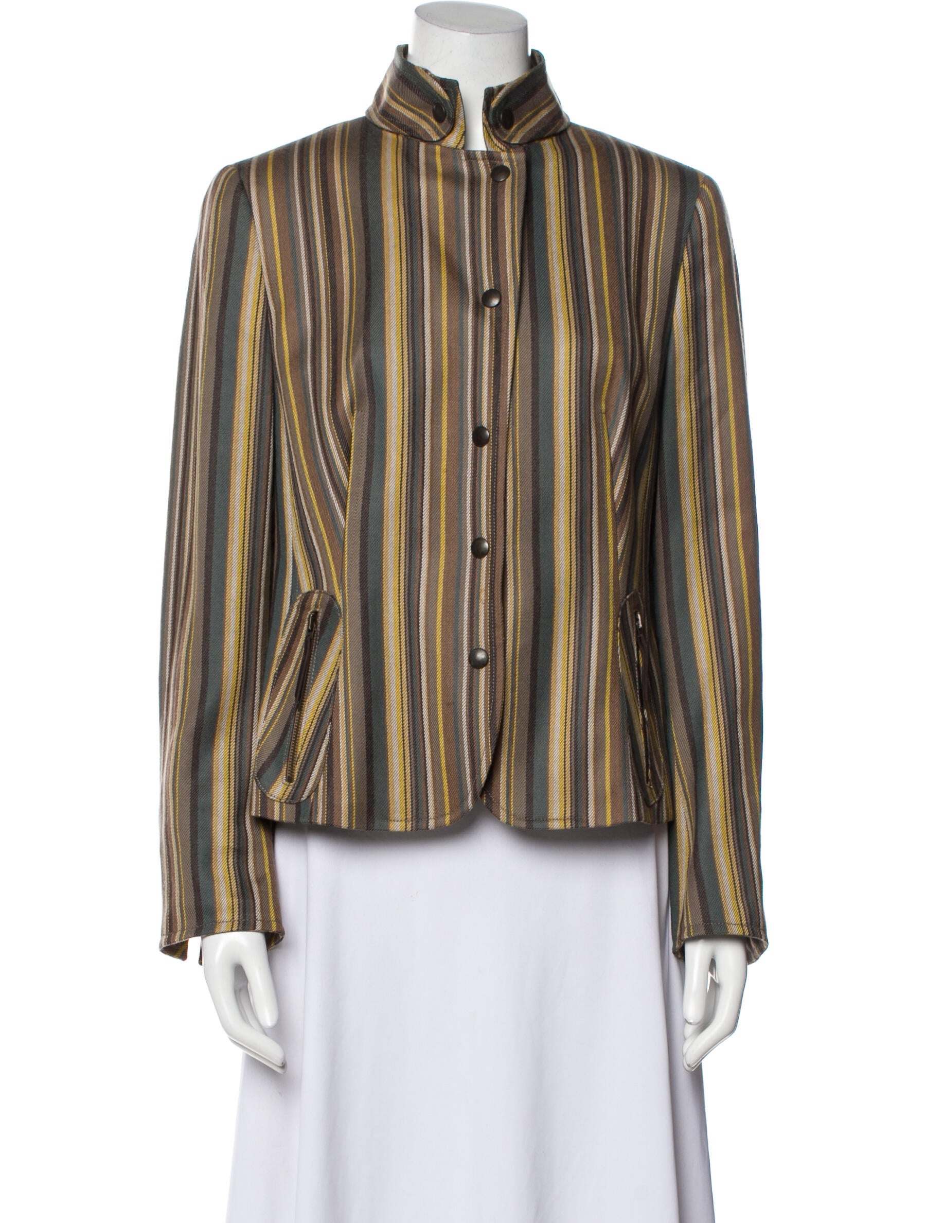 Akris Punto Striped Jacket - Brown Jackets, Clothing - WAK100677 | The ...
