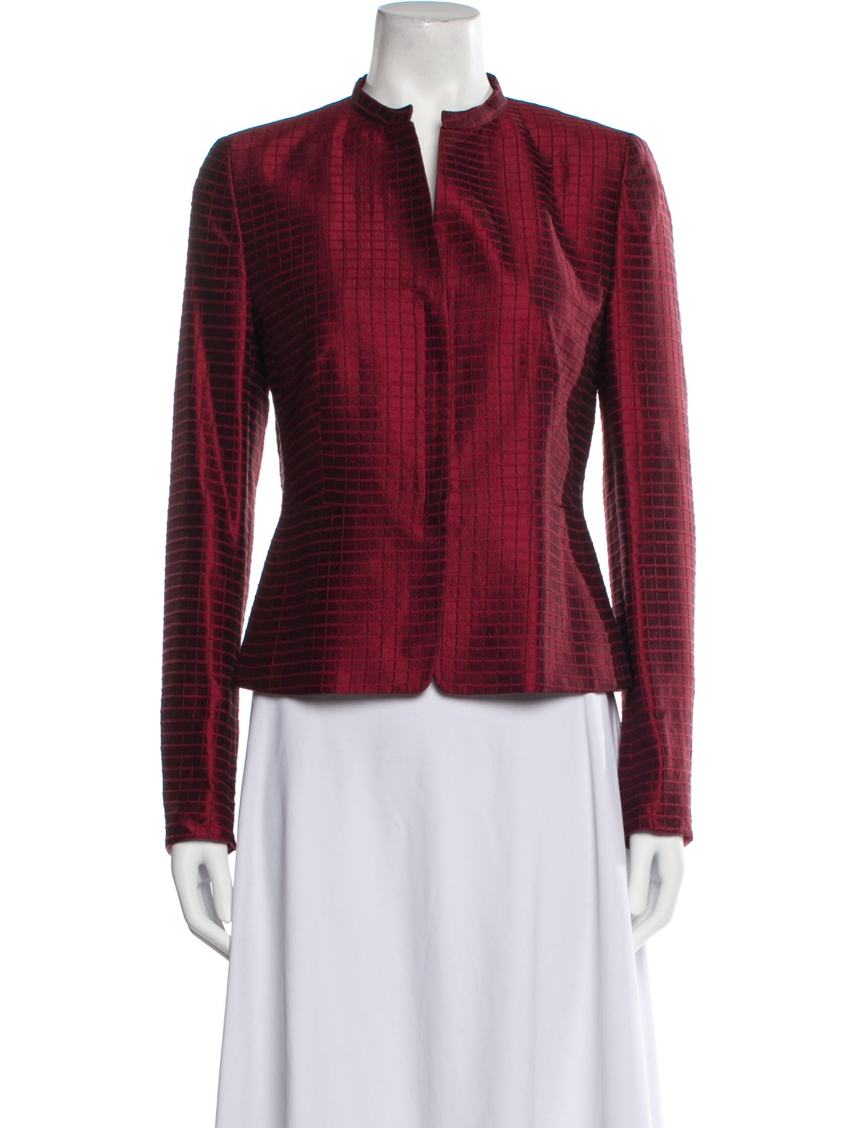 Akris Punto Silk Tweed Pattern Evening Jacket - Red Jackets, Clothing ...