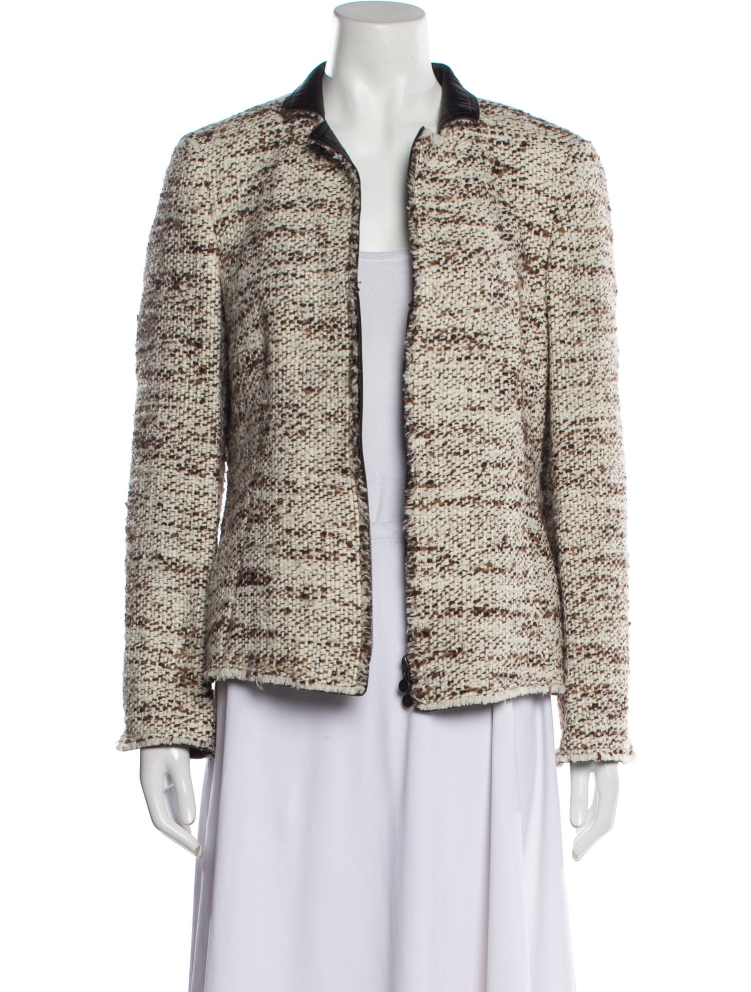 Akris Punto Tweed Pattern Evening Jacket - Brown Jackets, Clothing ...
