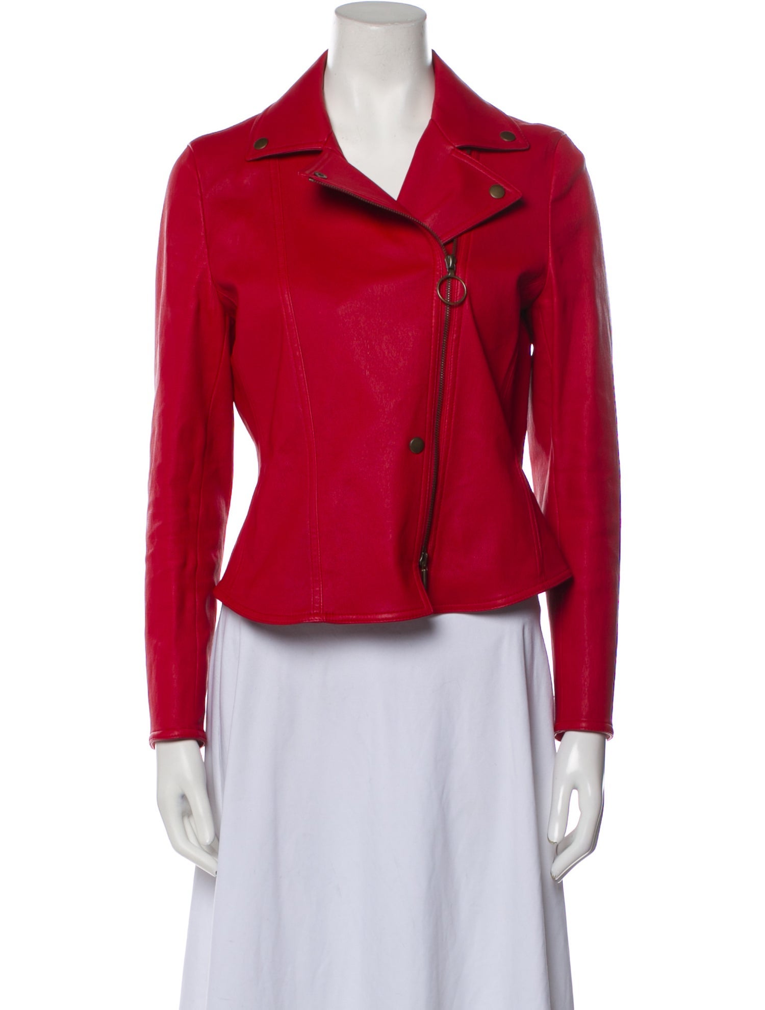 Akris Punto Lamb Leather Biker Jacket - Red Jackets, Clothing ...
