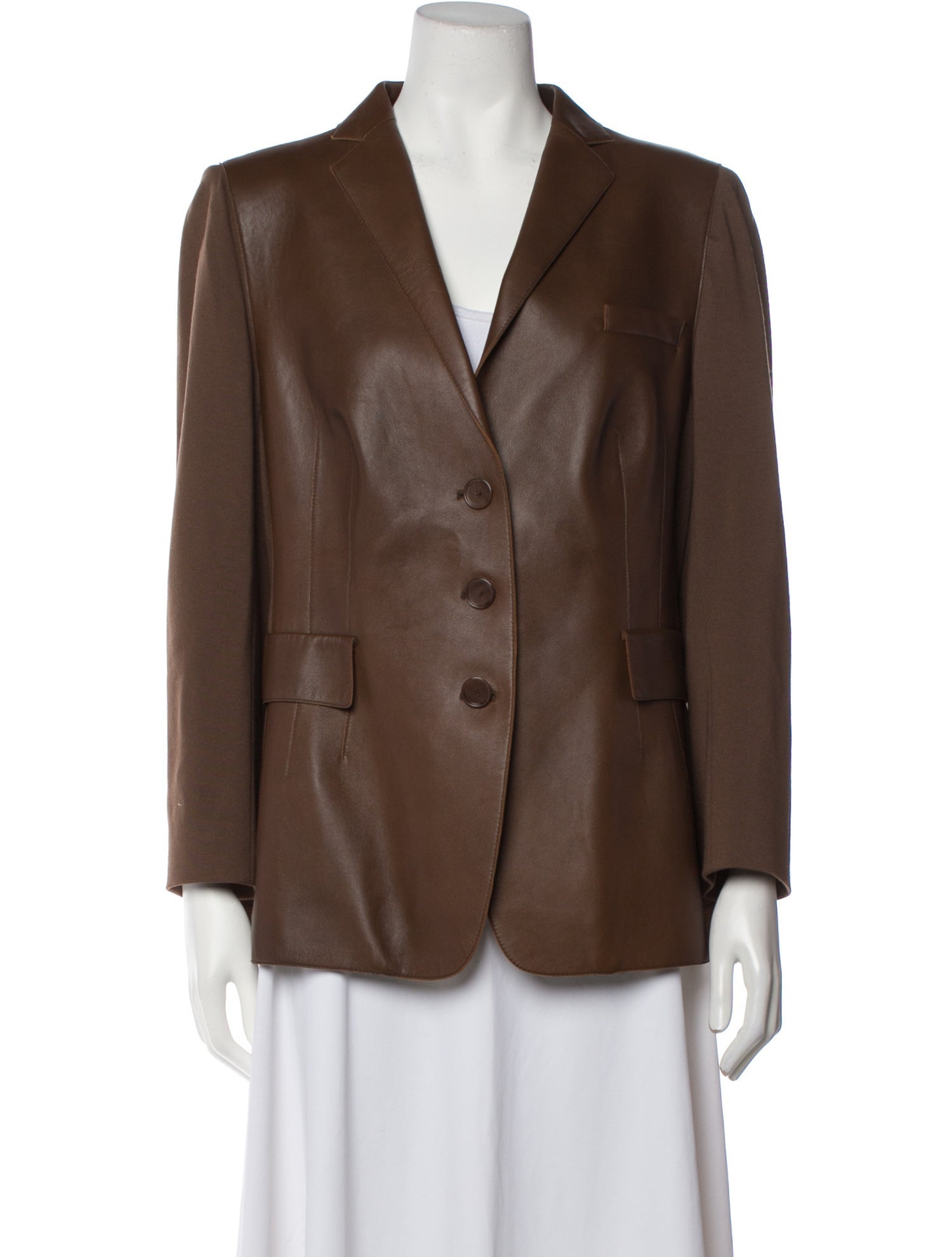 Akris Punto Lamb Leather Blazer - Brown Jackets, Clothing - WAK139917 ...