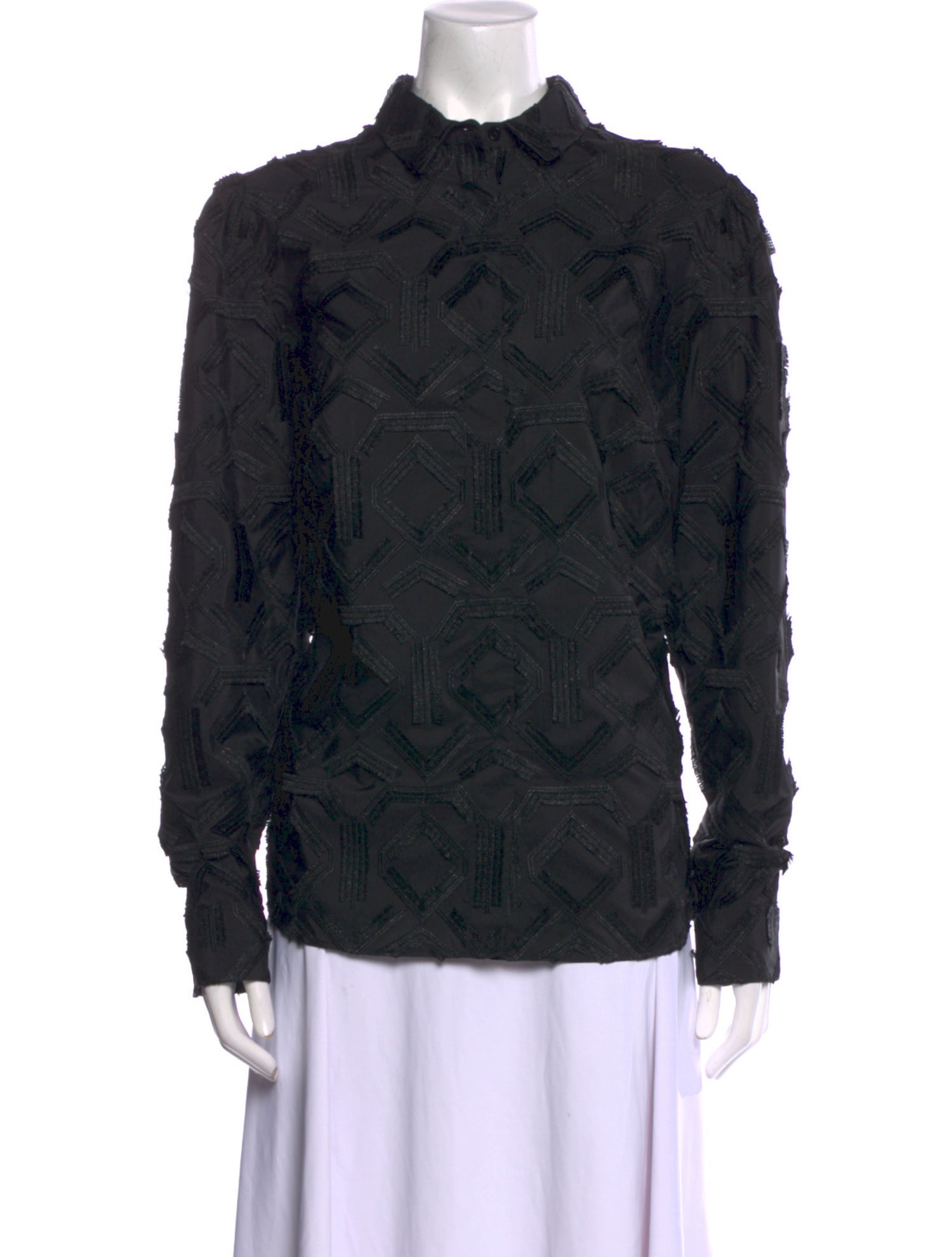 Akris Punto Lace Pattern Mock Neck Blouse - Black Tops, Clothing ...