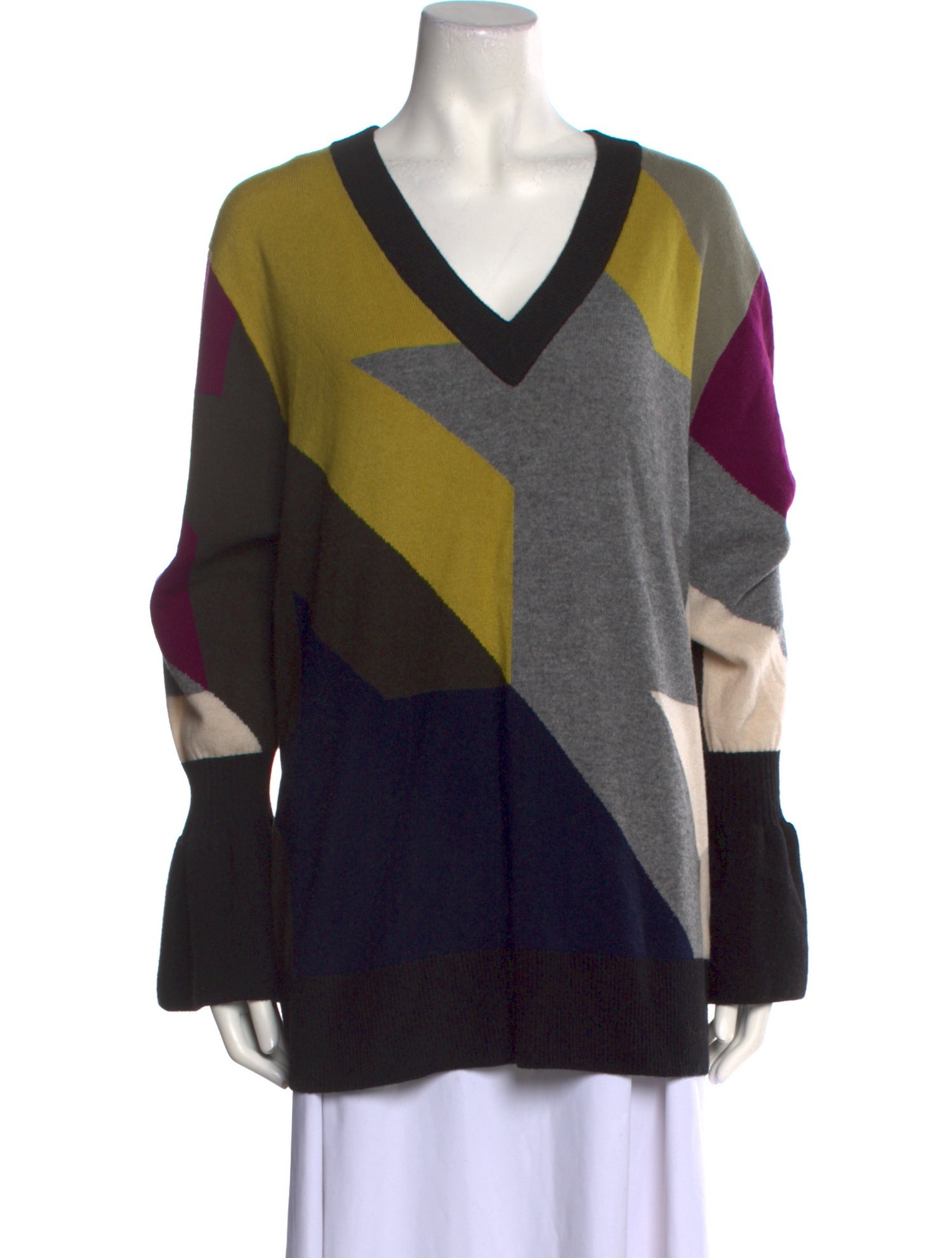 Akris Punto Virgin Wool Colorblock Pattern Sweater - Yellow Knitwear ...