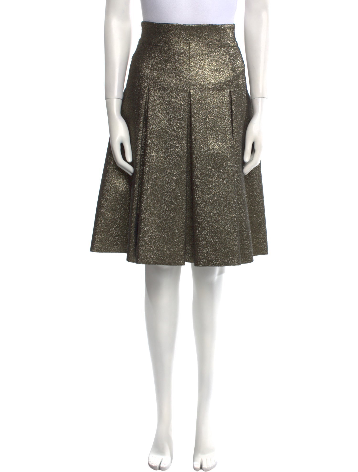 Akris Punto Glitter Accents Knee-Length Skirt - Gold Skirts, Clothing ...
