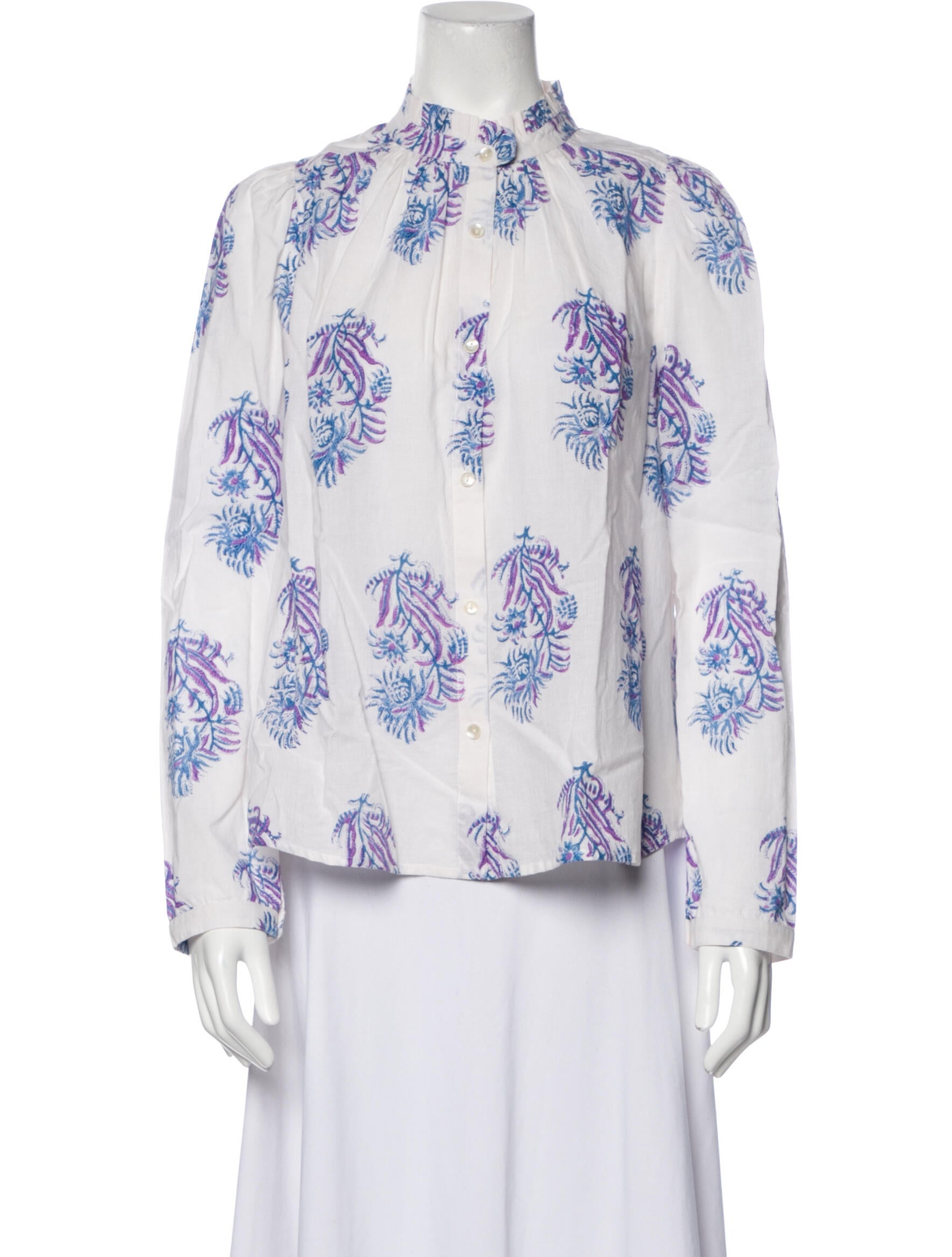 Alix of Bohemia Printed Mock Neck Blouse - White Tops, Clothing ...