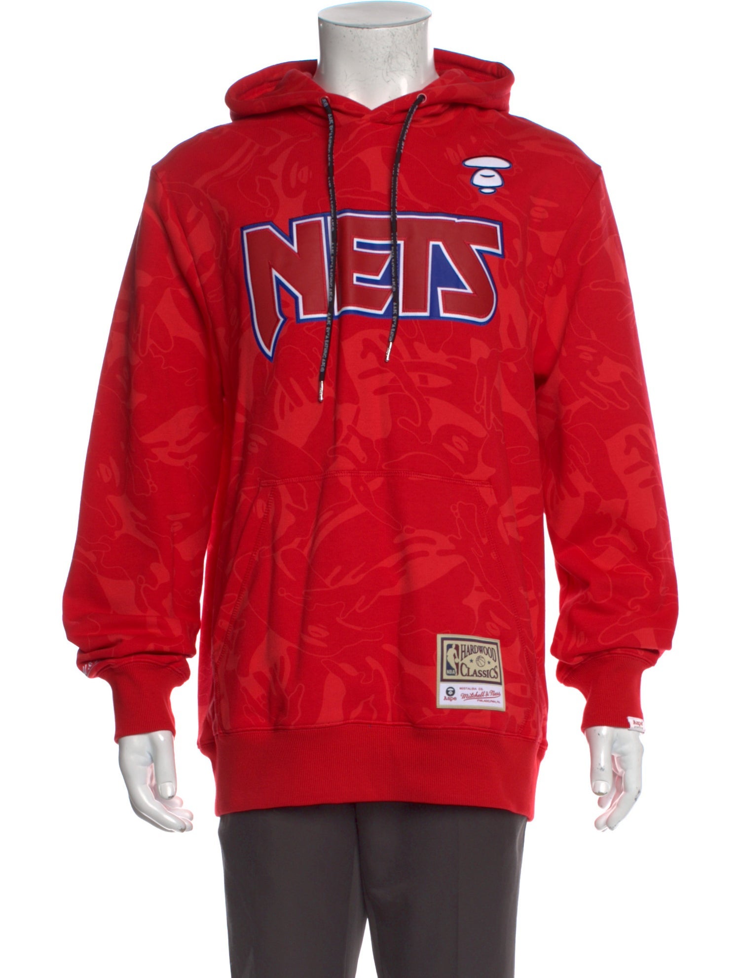 A BATHING APE x Mitchell & Ness x NBA Graphic Print Crew Neck Hoodie ...