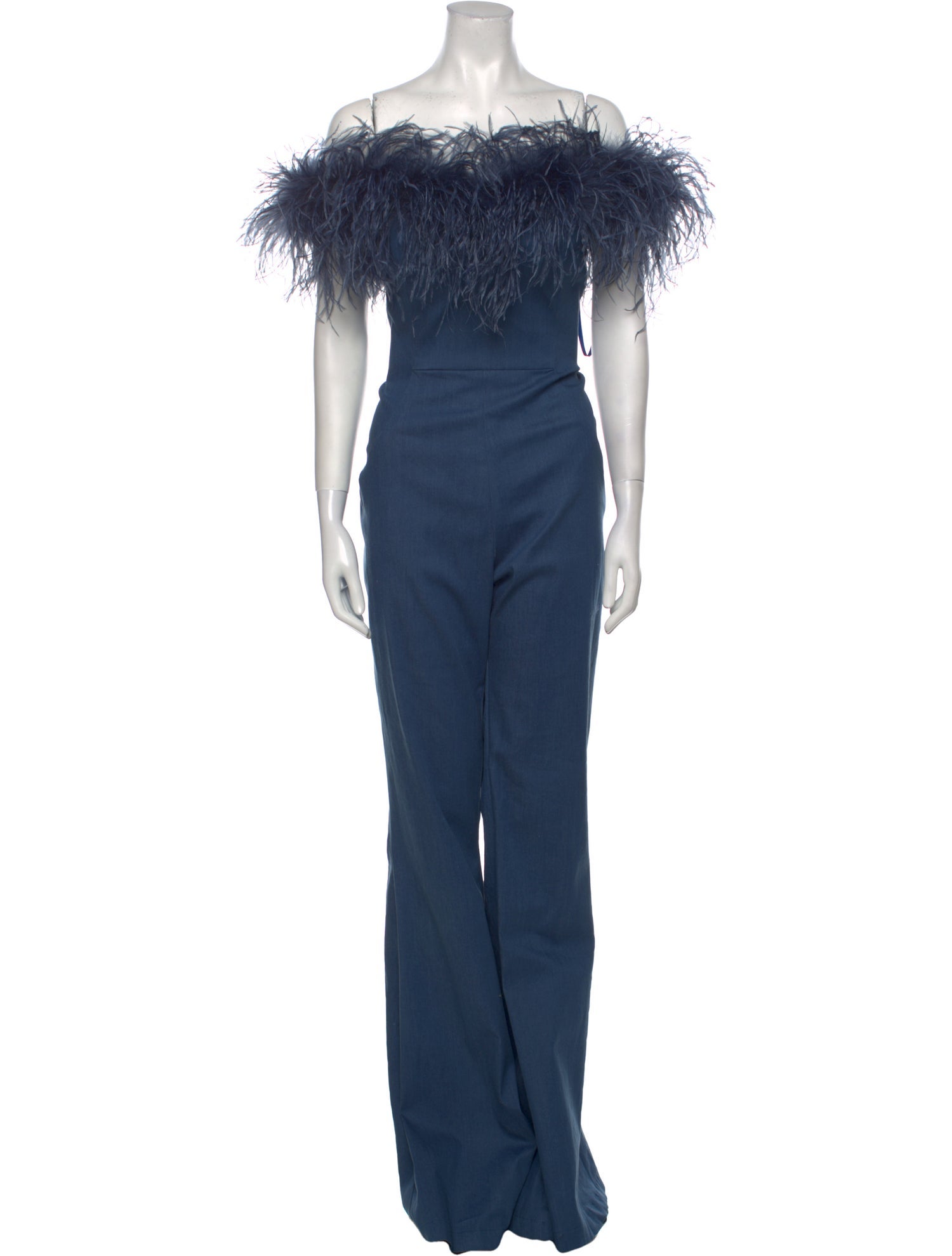 Ashley Lauren Off-The-Shoulder Jumpsuit - Blue, 12.5" Rise Jumpsuits ...