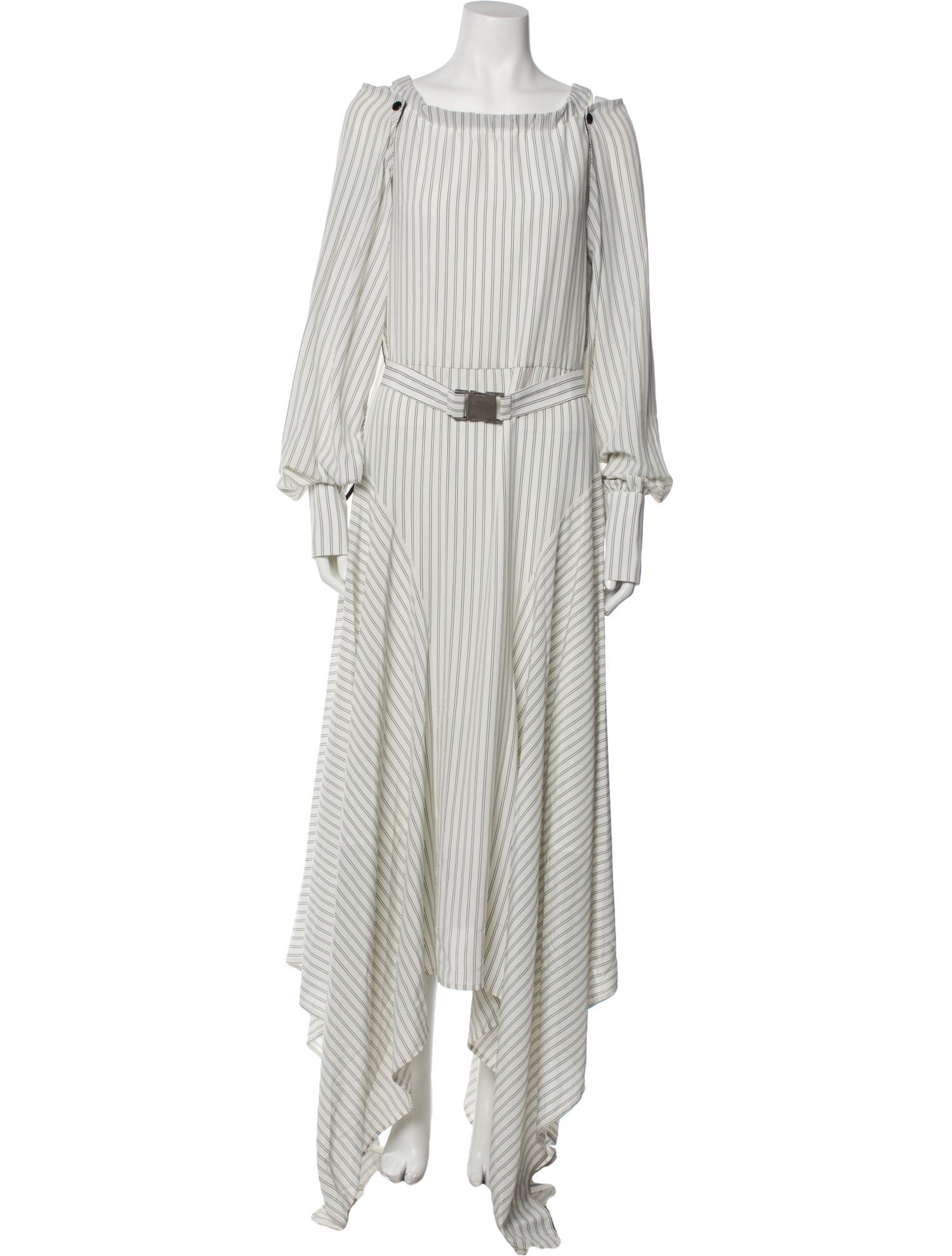 Amal Al Mulla Striped Long Dress - White Dresses, Clothing - WAMAL20035 ...