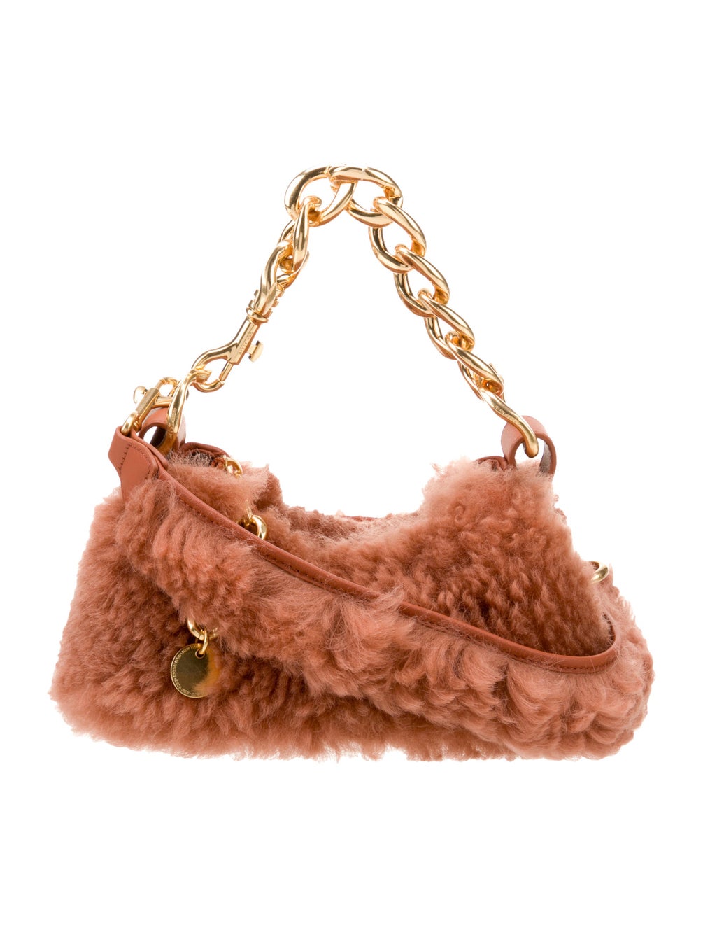 Apede Mod Leather Trim Shearling Handle Bag - Pink Handle Bags ...