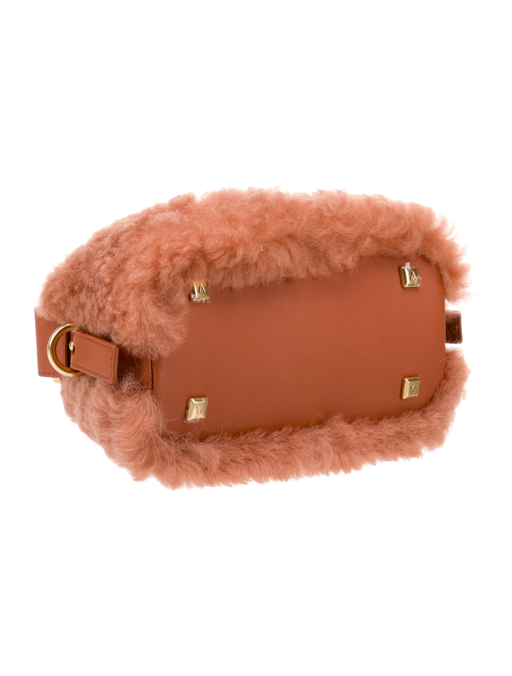 Apede Mod Leather Trim Shearling Handle Bag - Pink Handle Bags ...