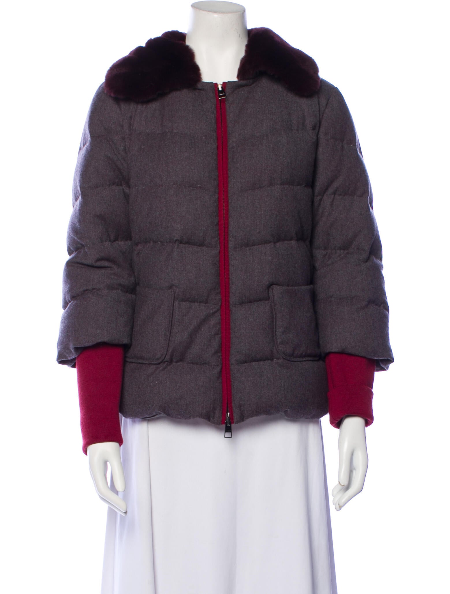 Amina Rubinacci Printed Down Jacket - Grey Jackets, Clothing ...