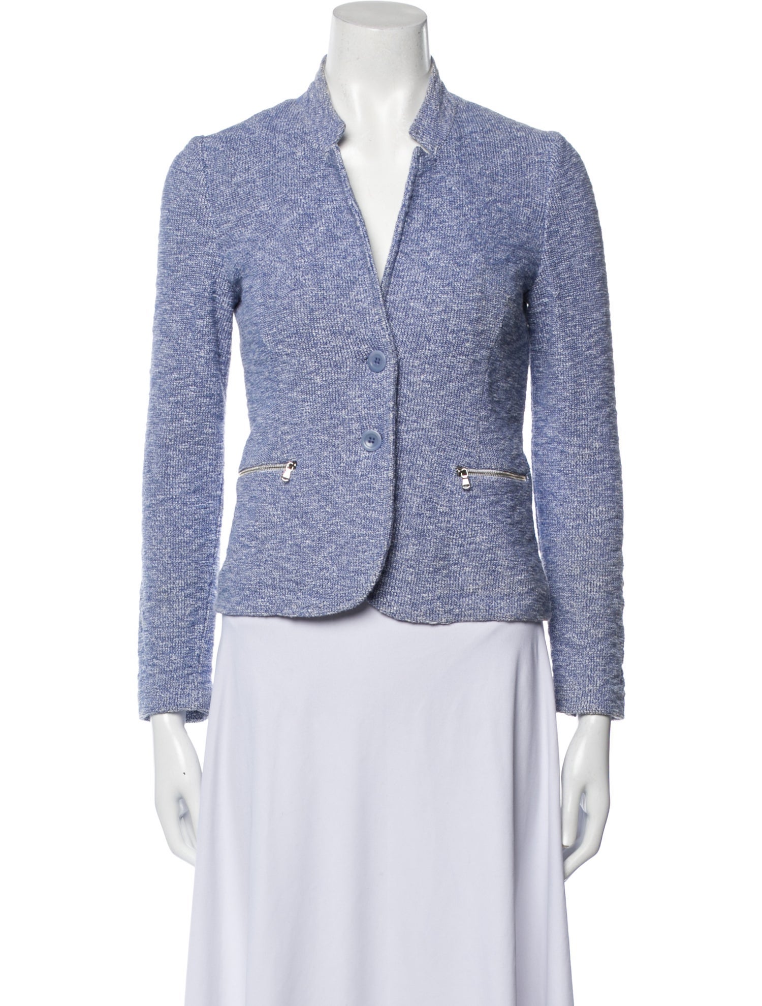 Amina Rubinacci Tweed Pattern Blazer - Blue Jackets, Clothing - WAMRU22323 | The RealReal