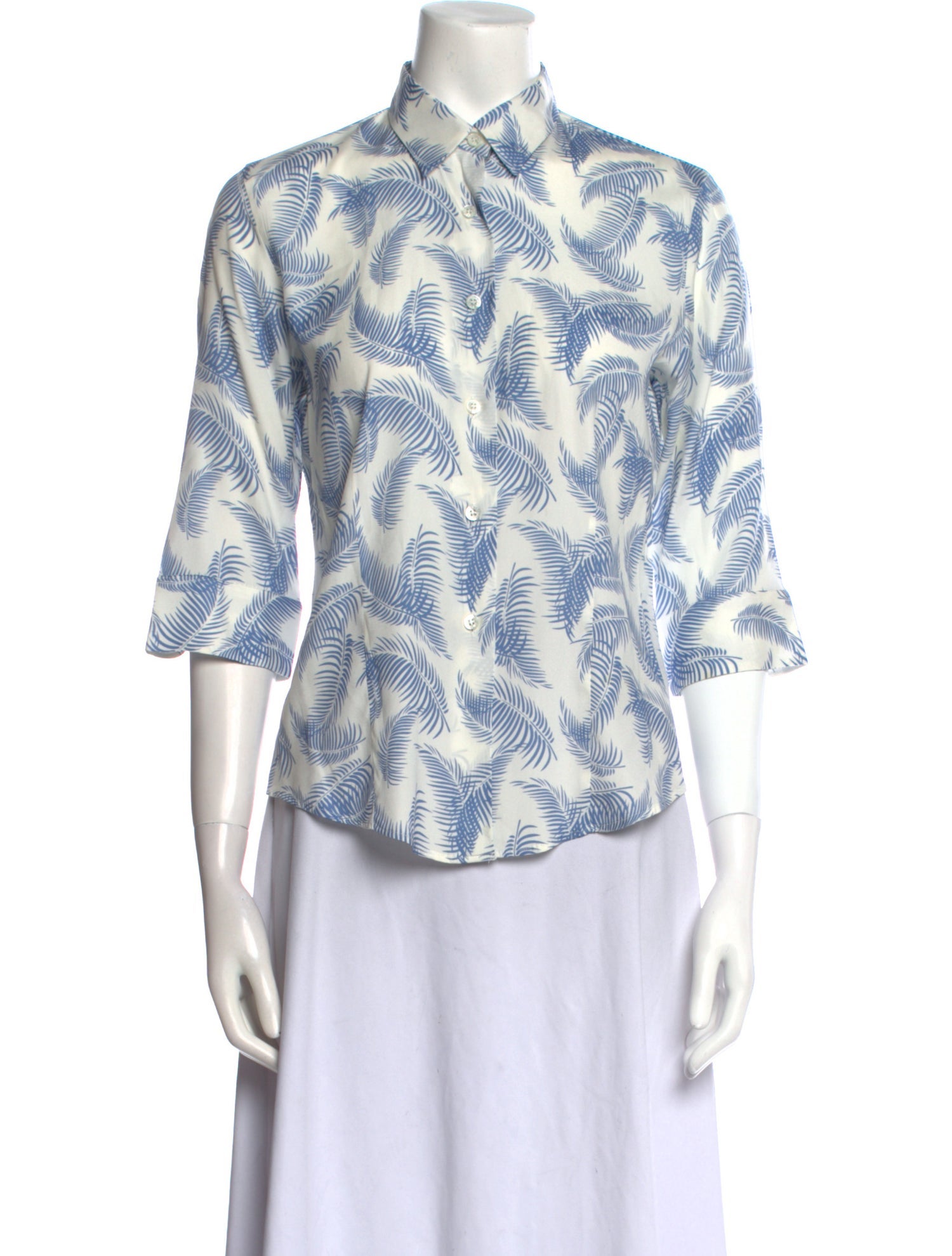 Amina Rubinacci Silk Printed Button-Up Top - Neutrals Tops, Clothing ...