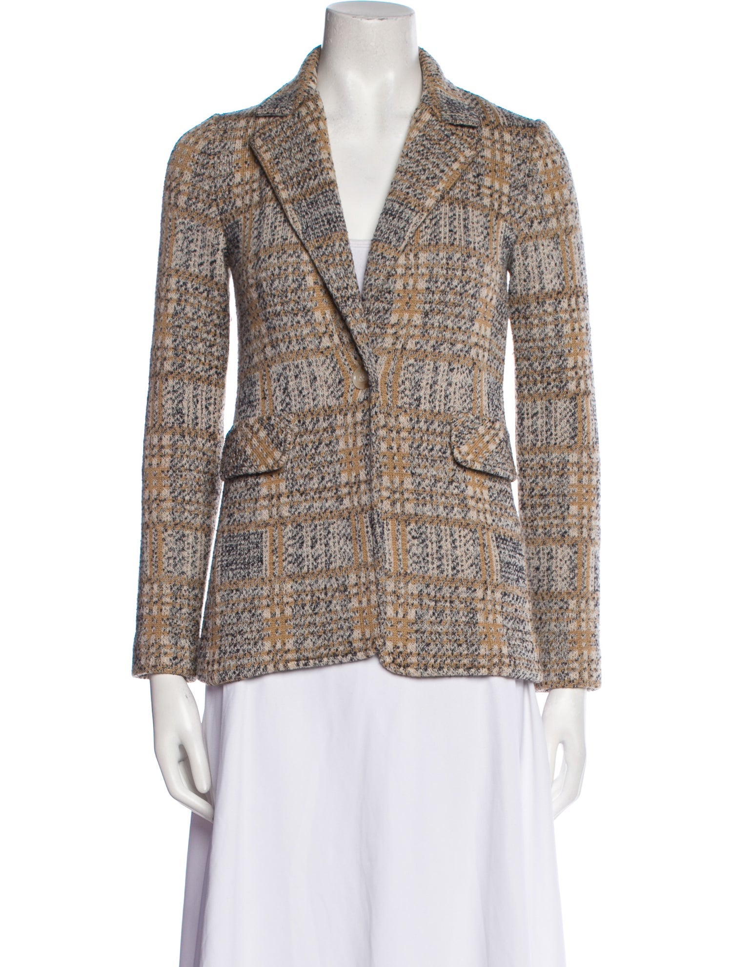 Amina Rubinacci Tweed Plaid Print Blazer - Grey Jackets, Clothing - WAMRU23402 | The RealReal