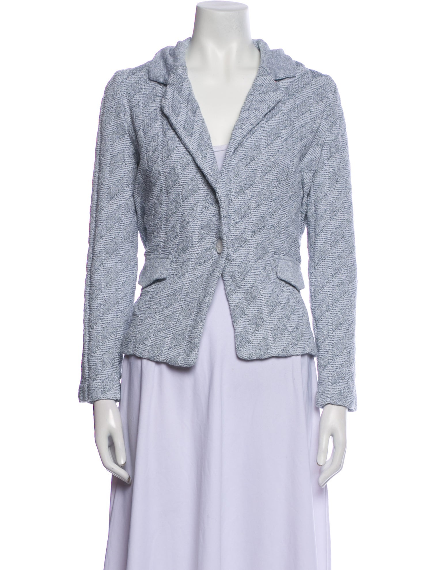 Amina Rubinacci Tweed Pattern Blazer - Blue Jackets, Clothing - WAMRU23473 | The RealReal