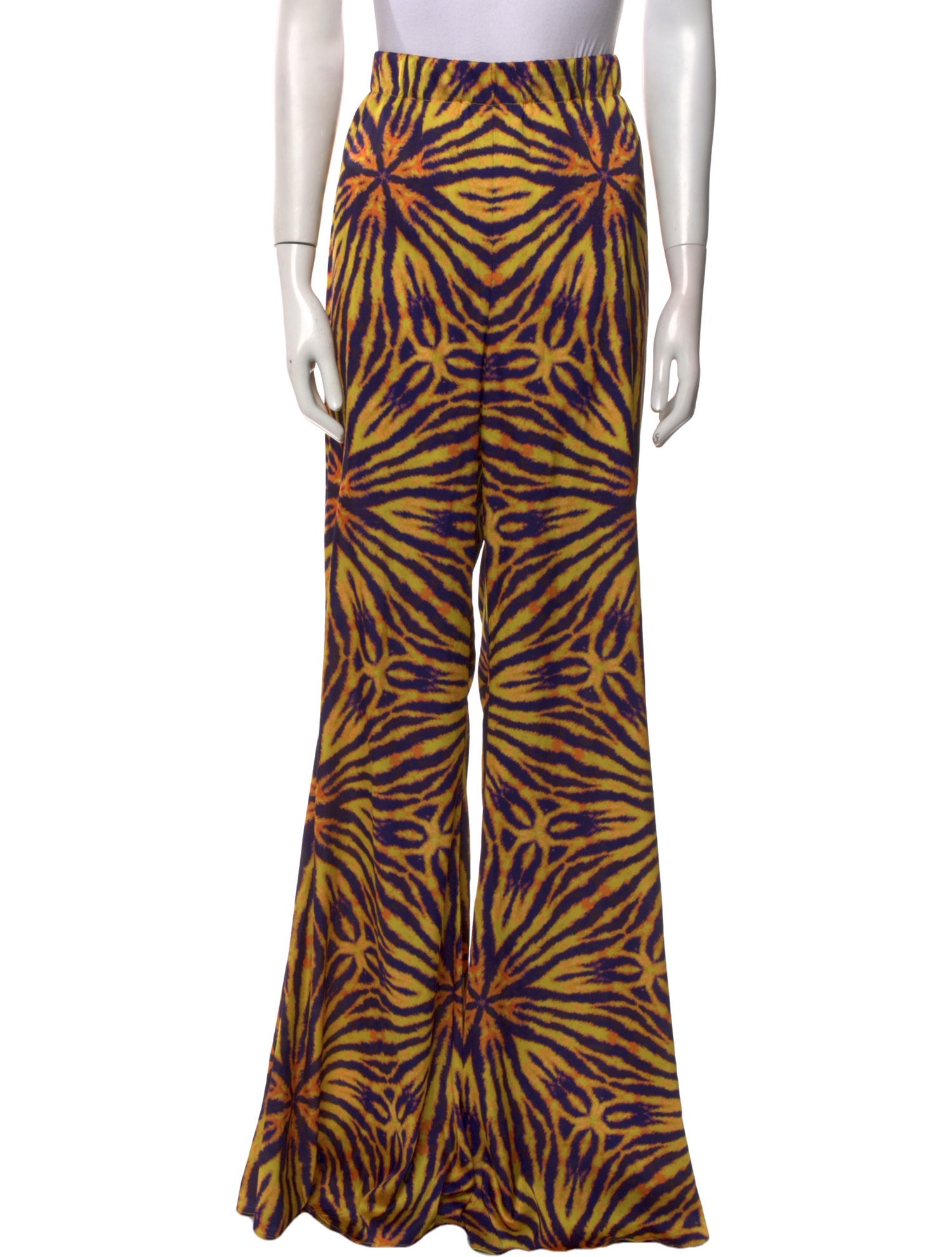 Andrea Iyamah Animal Print Wide Leg Pants - Yellow, 14" Rise Pants ...