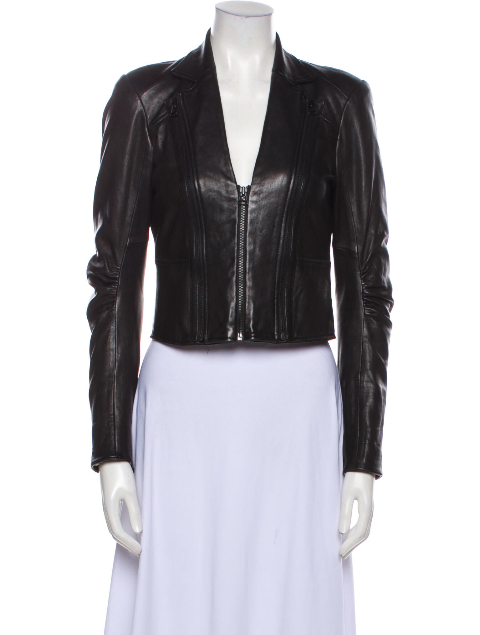 Alice + Olivia Lamb Leather Biker Jacket - Black Jackets, Clothing ...