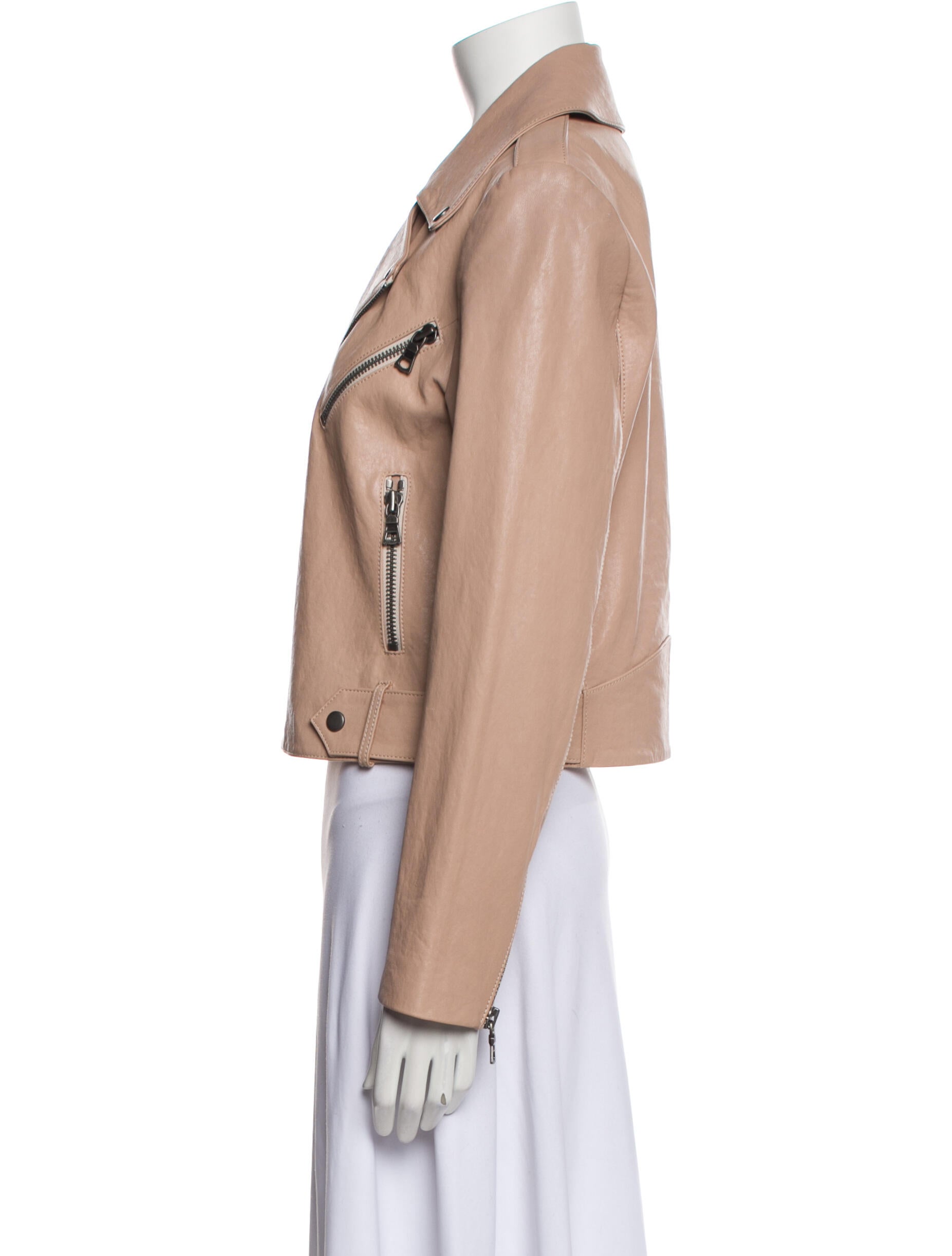 Alice + Olivia Lamb Leather Biker Jacket - Neutrals Jackets, Clothing ...
