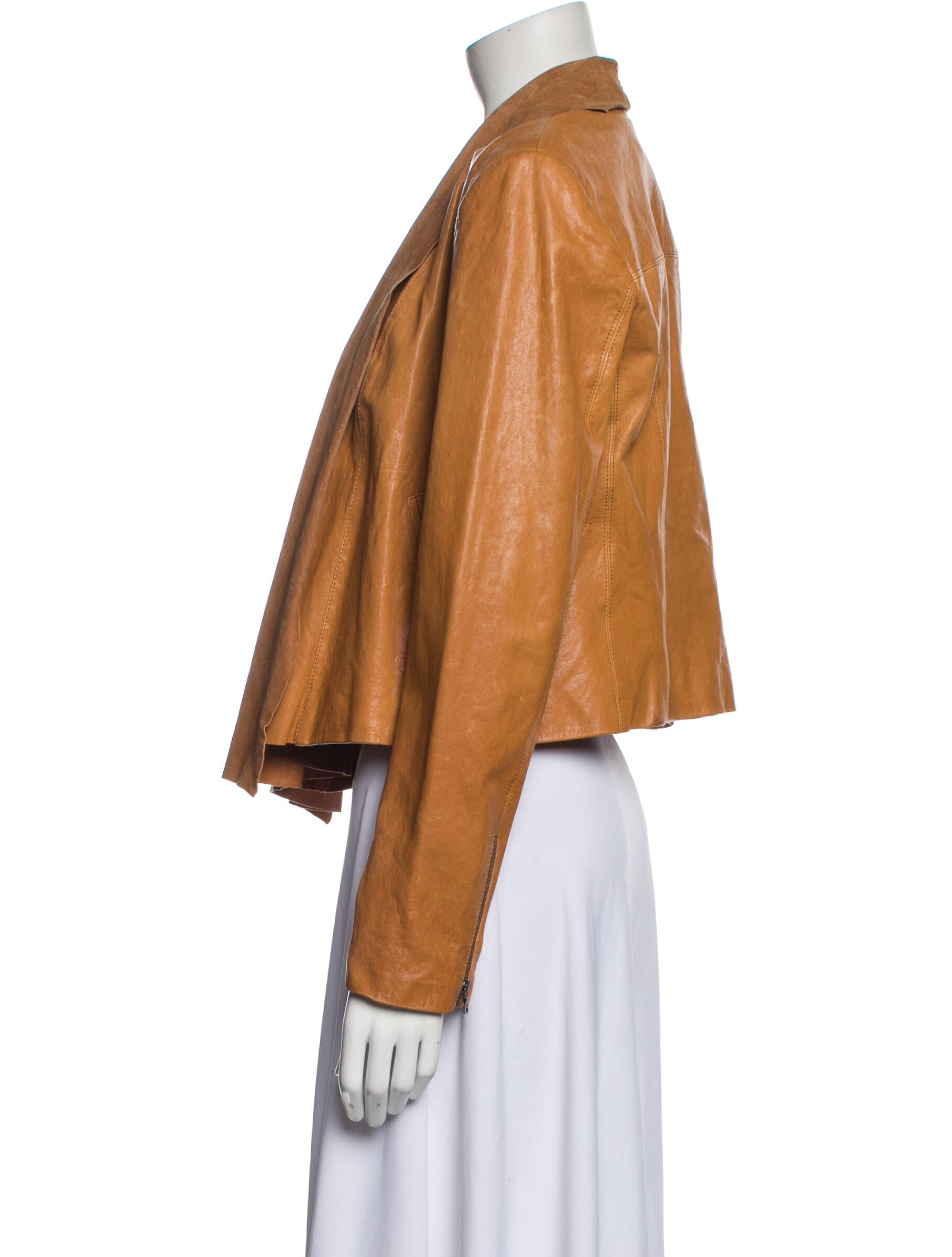 Alice + Olivia Lamb Leather Evening Jacket - Brown Jackets, Clothing ...