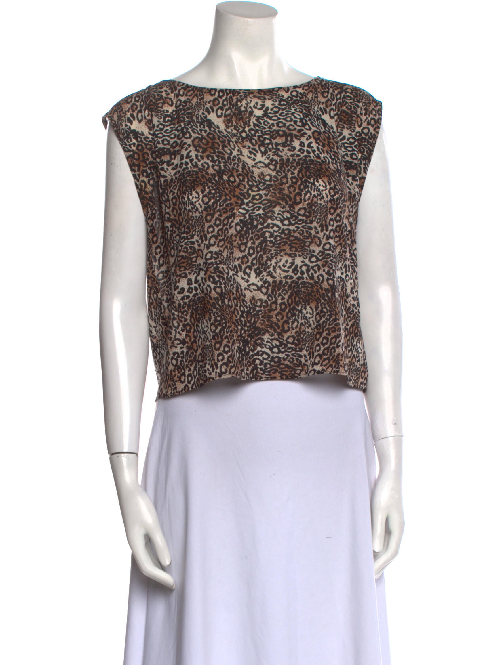 Alice + Olivia Printed Bateau Neckline Crop Top - Brown Tops, Clothing ...