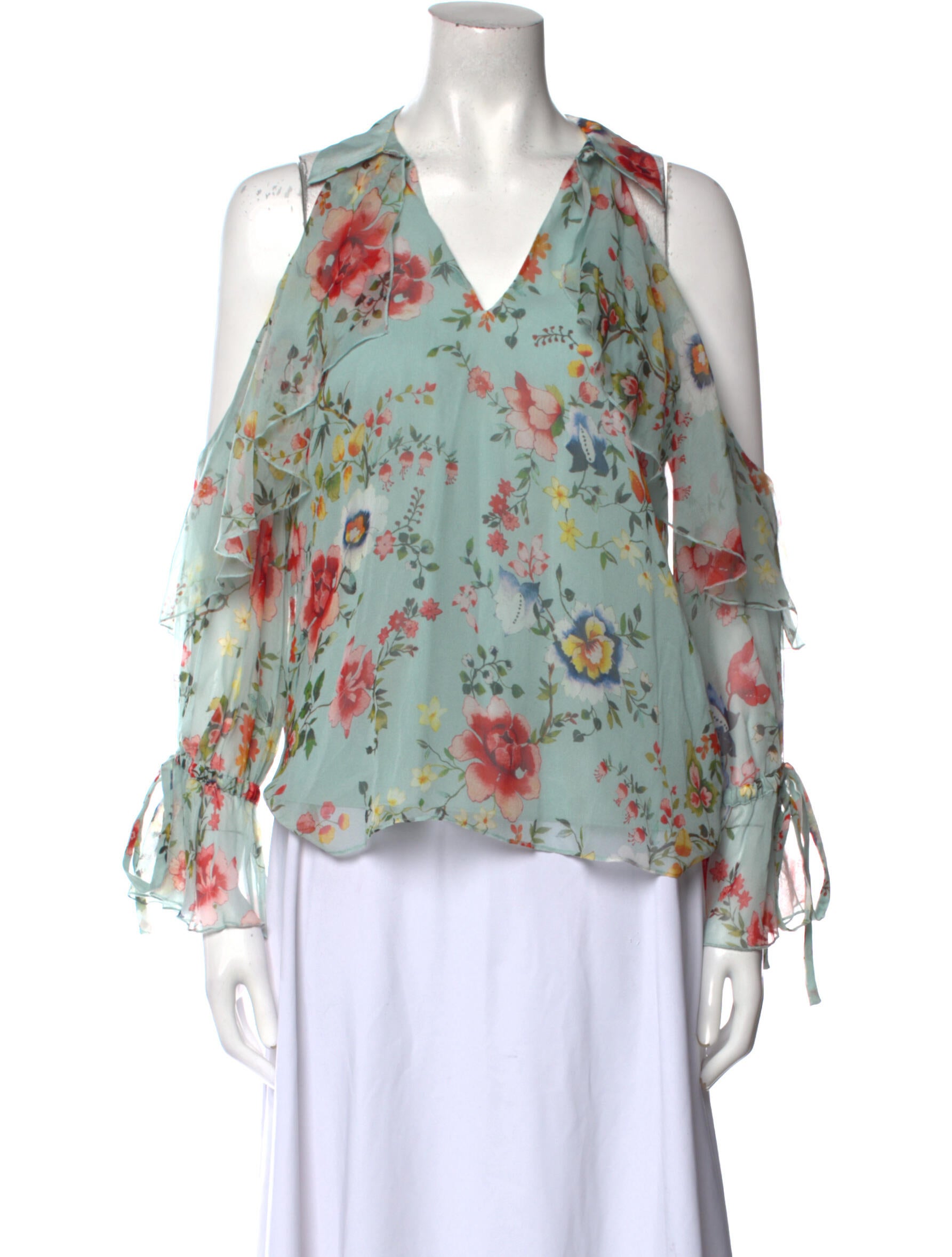 Alice + Olivia Silk Floral Print Blouse - Blue Tops, Clothing ...