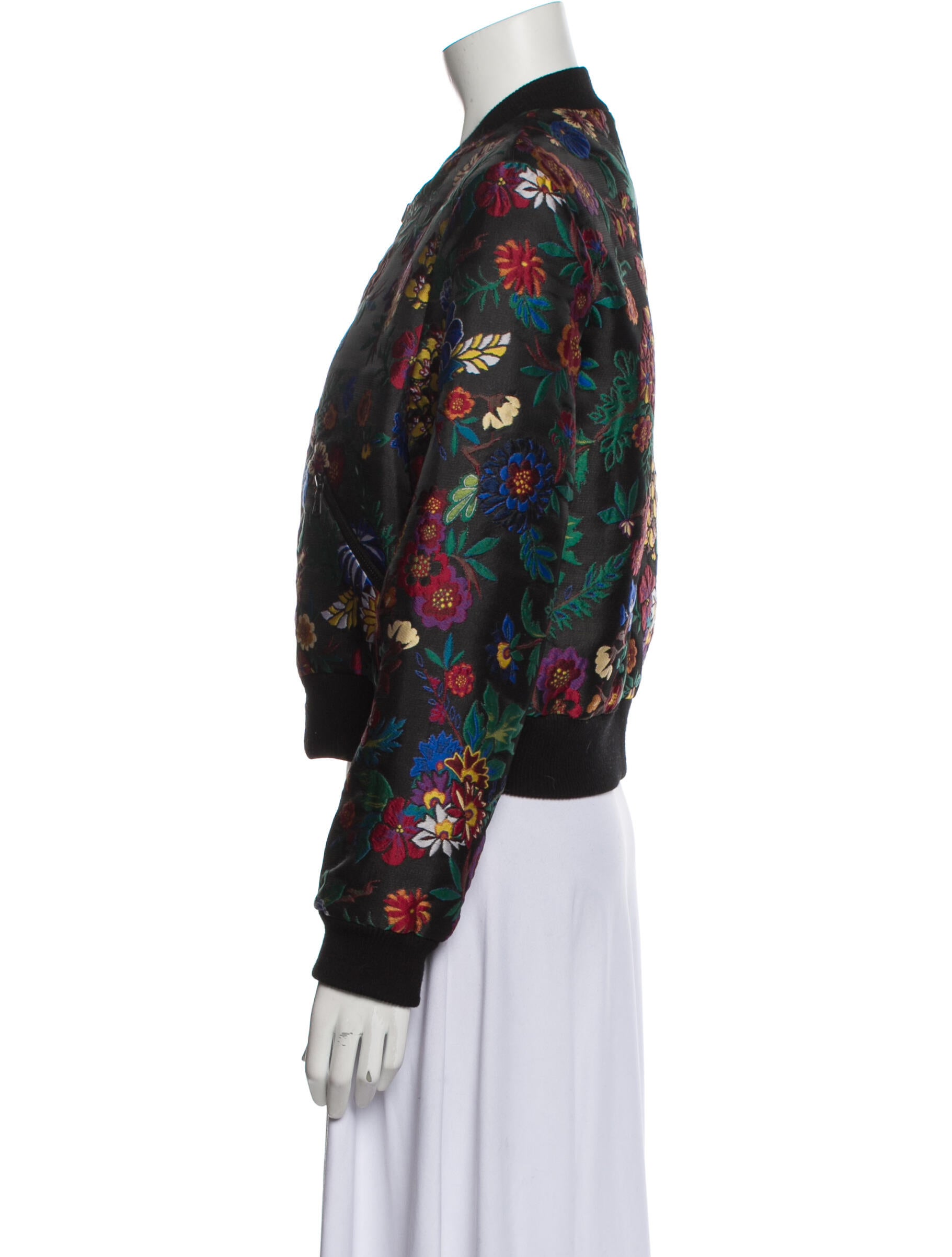 Alice + Olivia Silk Floral Print Bomber Jacket - Red Jackets, Clothing ...