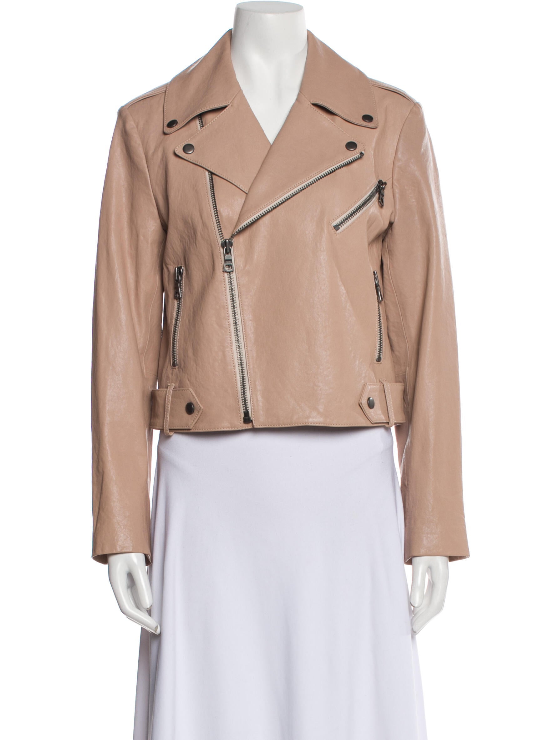 Alice + Olivia Lamb Leather Biker Jacket - Neutrals Jackets, Clothing ...