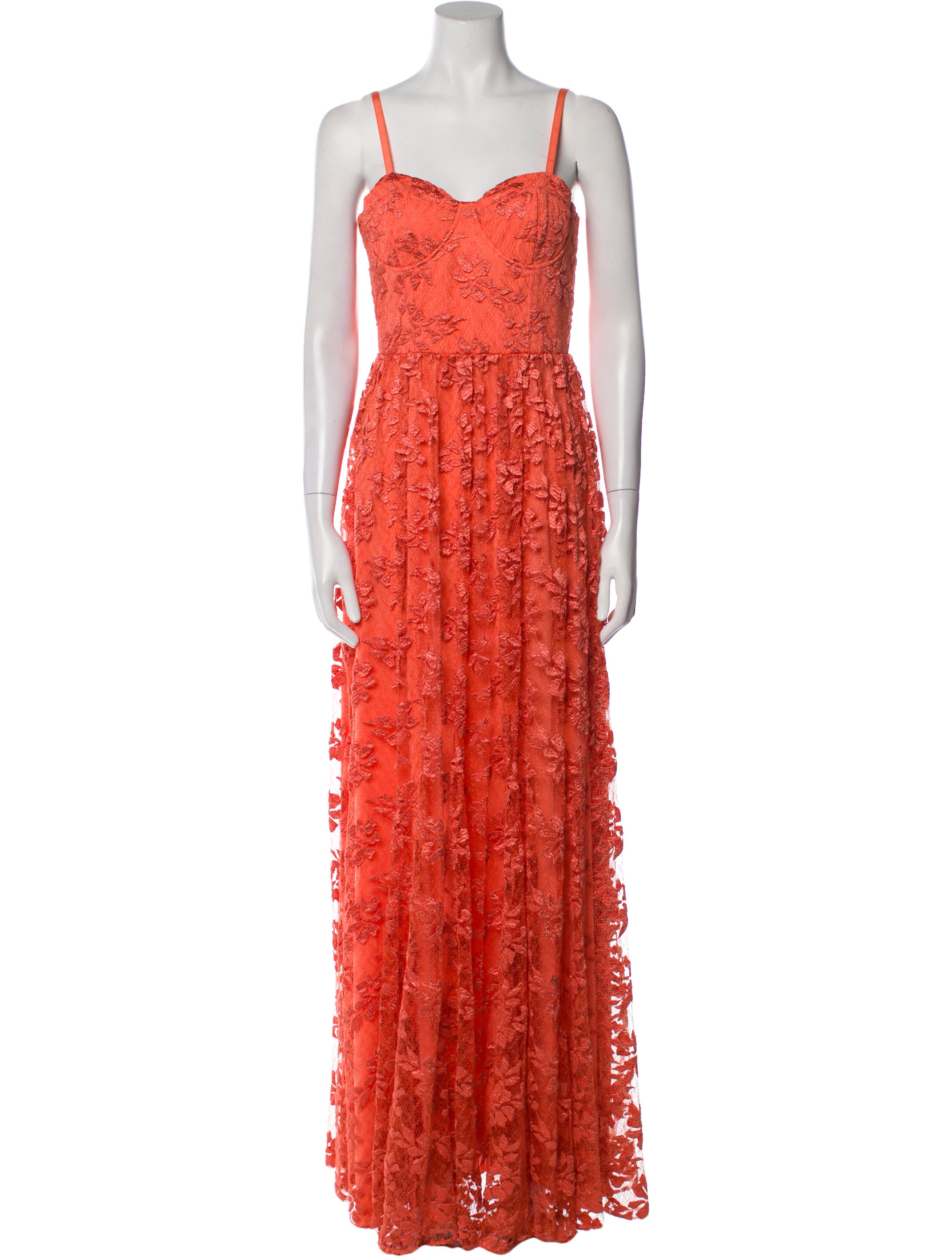 Alice + Olivia Lace Pattern Long Dress - Orange Dresses, Clothing ...