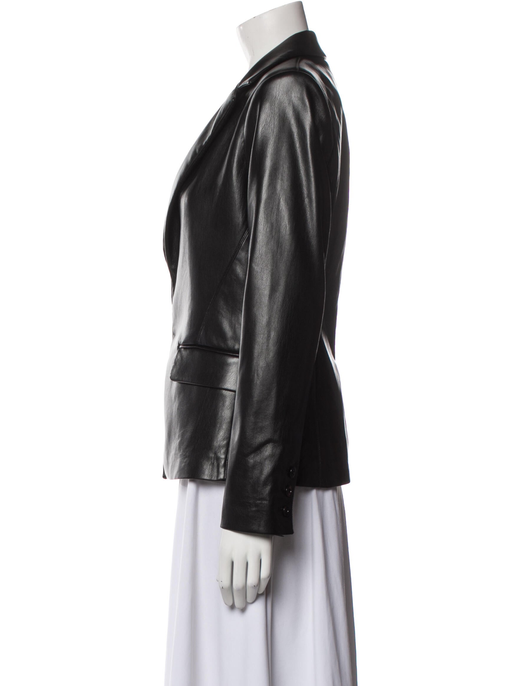 Alice + Olivia Leather Blazer - Black Jackets, Clothing - WAO369199 ...